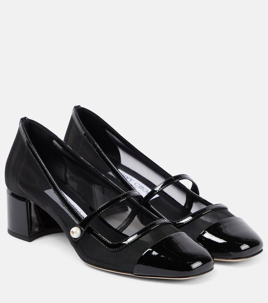 Jimmy Choo Elisa 45 Mesh Mary Jane Pumps in Black | Lyst