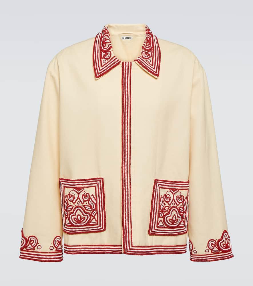 Bode Flora Beaded Cotton Jacket in Red for Men | Lyst
