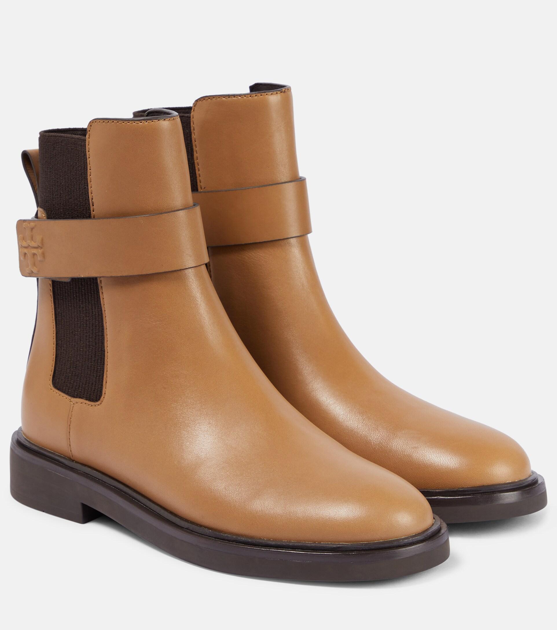 Tory Burch Embossed Leather Chelsea Boots in Brown | Lyst
