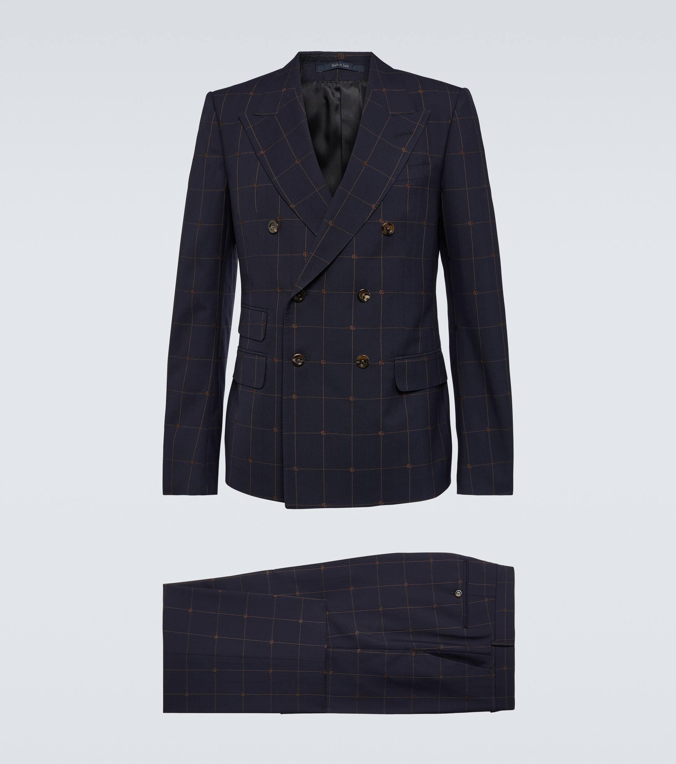 Gucci Checked Wool Suit in Blue for Men | Lyst UK