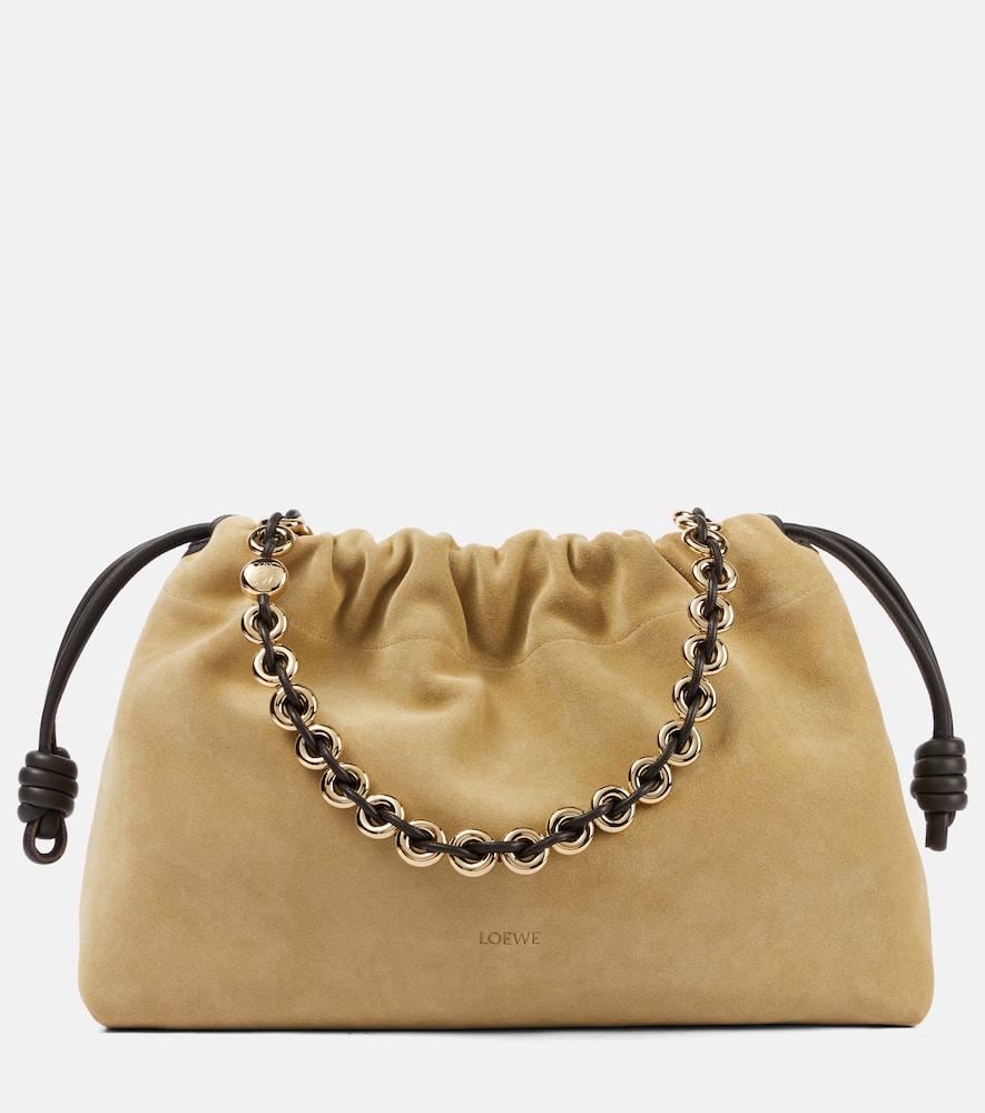 Loewe Flamenco Large Suede Clutch in Natural | Lyst