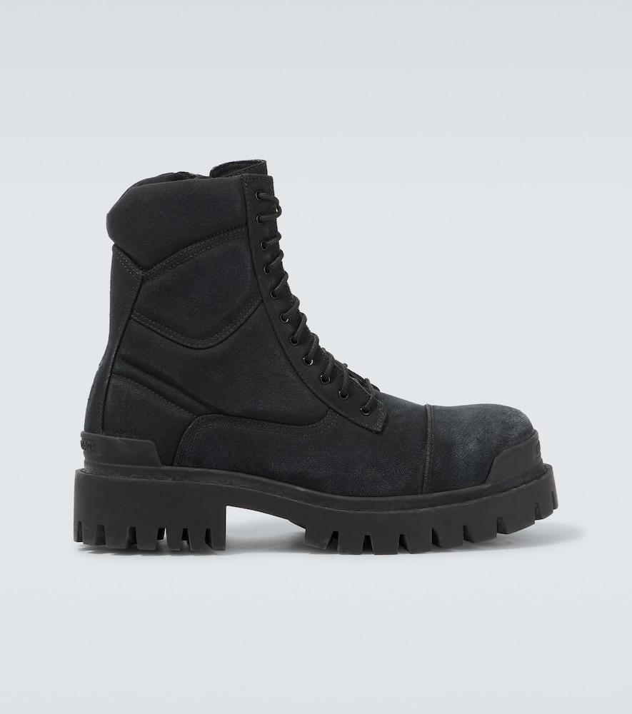Balenciaga Combat Strike Canvas Lace-up Boots in Black for Men | Lyst