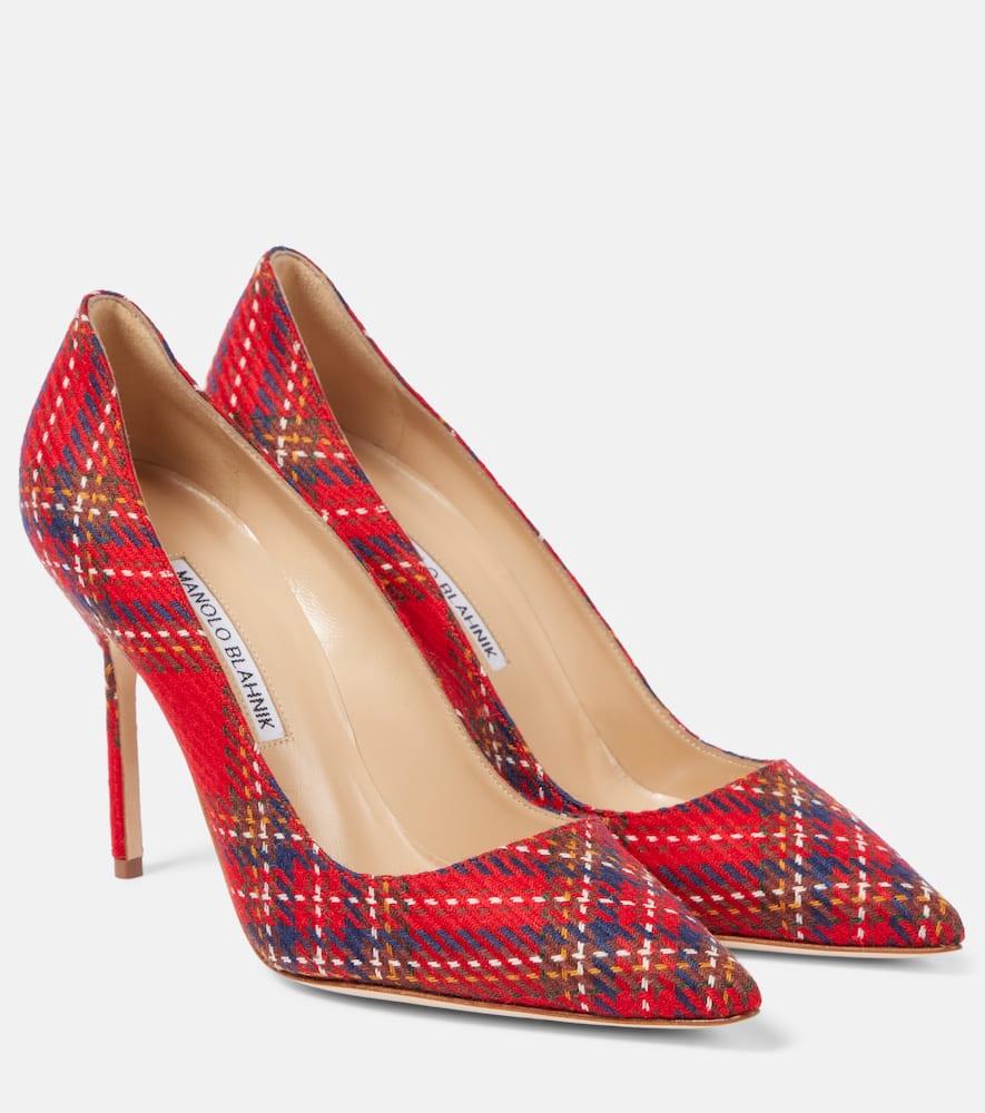 Manolo Blahnik Bb 90 Plaid Pumps in Red | Lyst