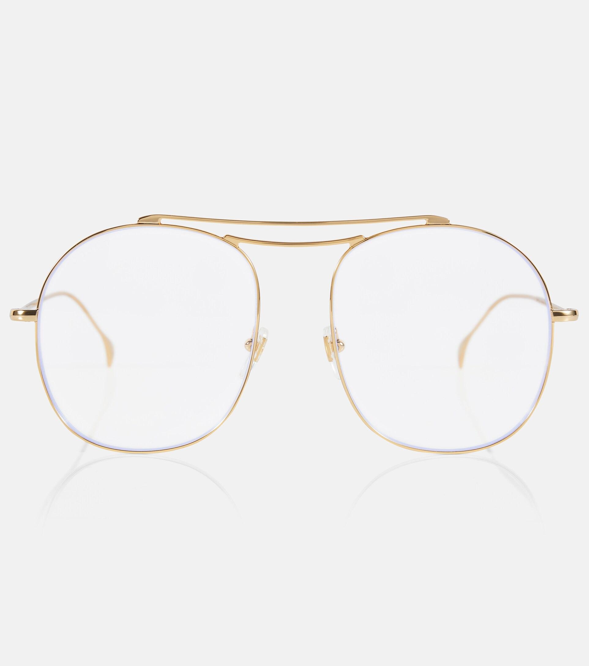 Gucci Round Aviator Glasses In White Lyst
