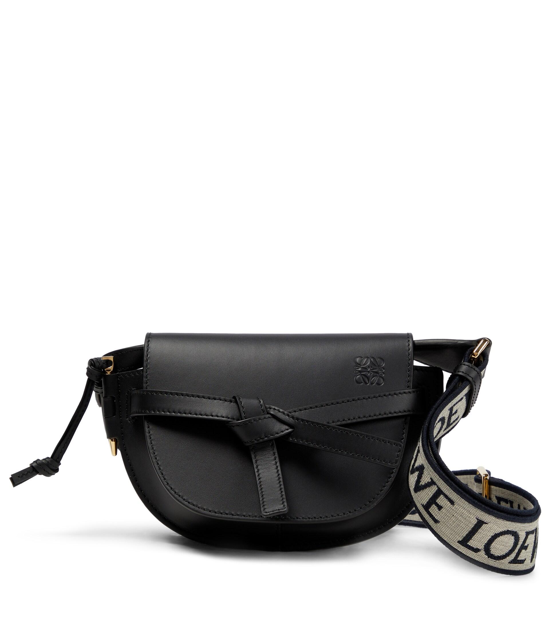 Loewe Gate Dual Mini Leather And Jacquard Shoulder Bag in Black | Lyst