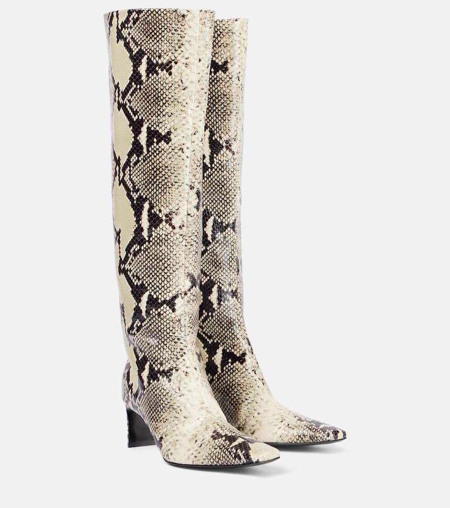 Khaite Ona 55 Snake-Effect Leather Knee-High Boots in White | Lyst