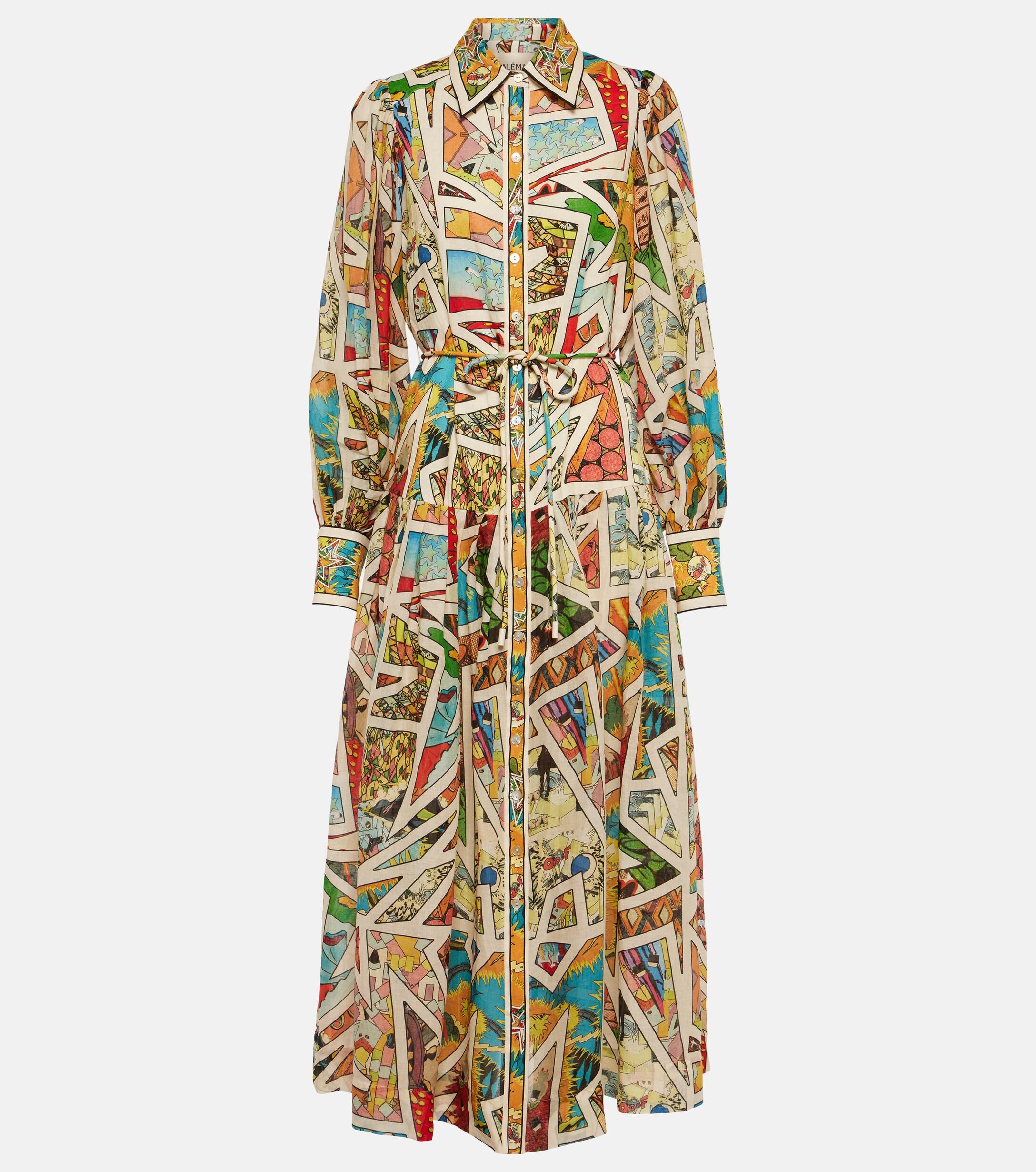 ALÉMAIS Star Man Linen Shirt Dress in Metallic | Lyst UK