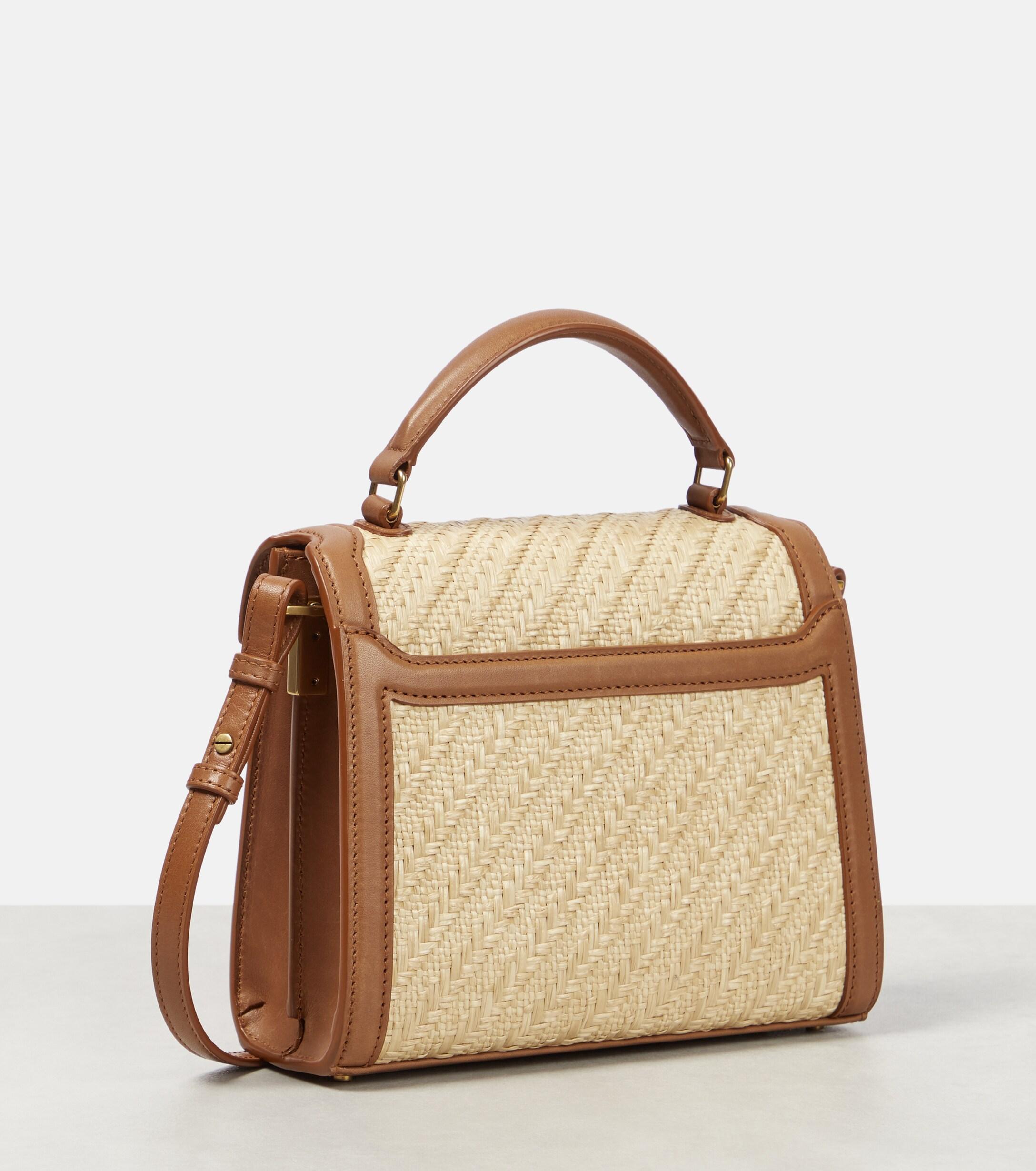 Saint Laurent Cassandra Mini YSL Raffia Top-Handle Bag