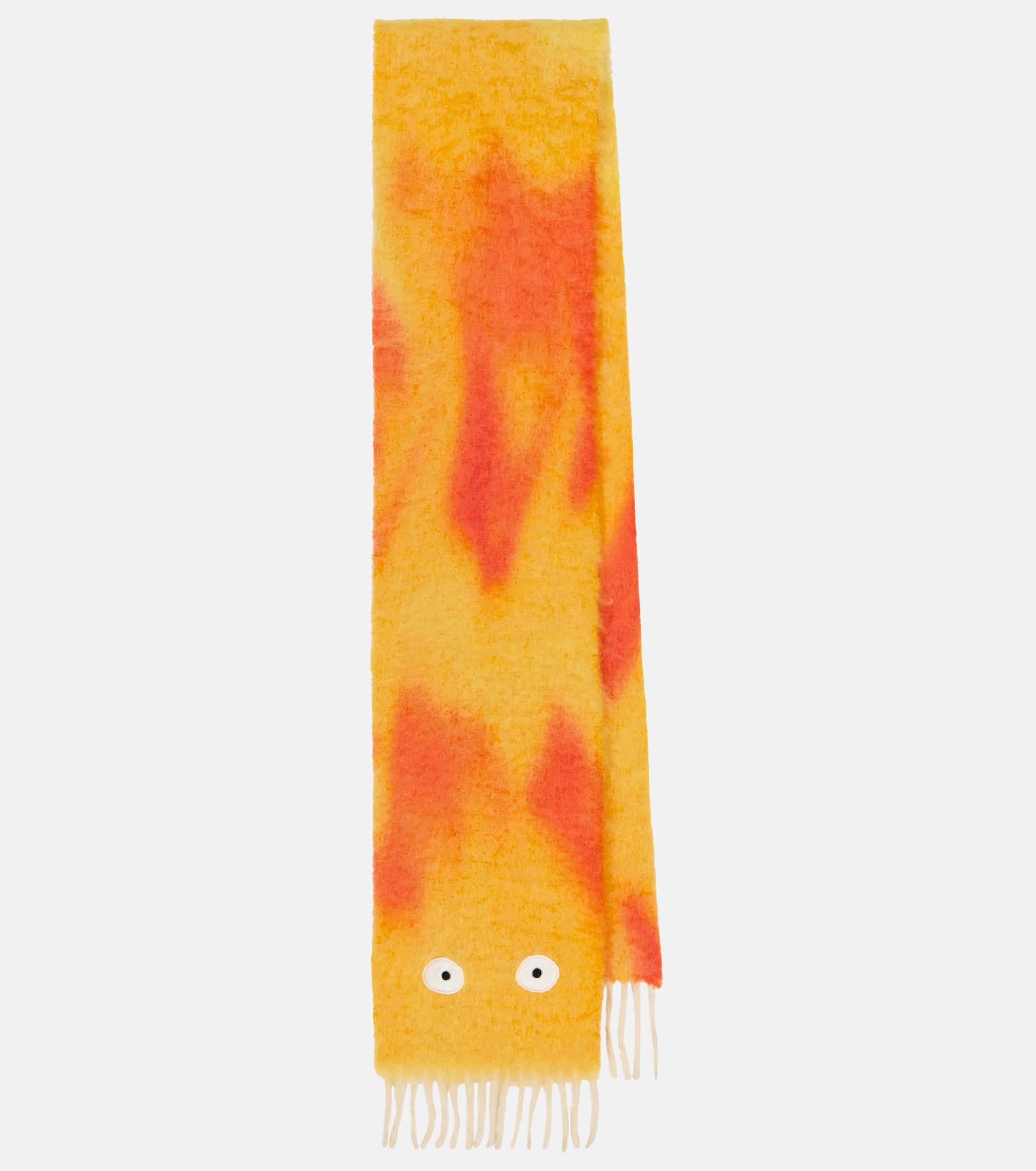 Loewe X Howl's Moving Castle Calcifer Wool And Mohair Scarf in Orange ...