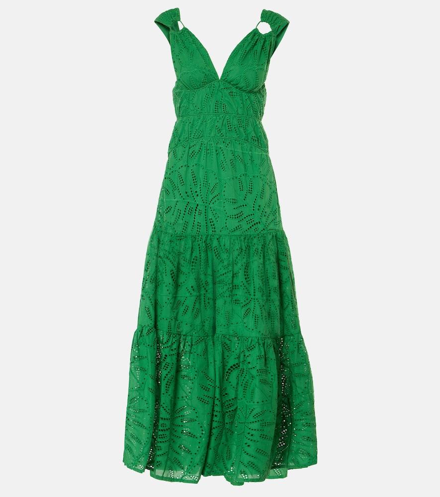 FARM Rio Monstera Tiered Cotton Maxi Dress in Green | Lyst
