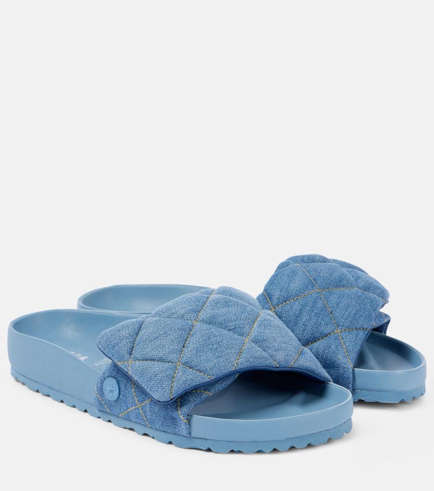 Birkenstock Sylt Quilted Denim Slides in Blue | Lyst