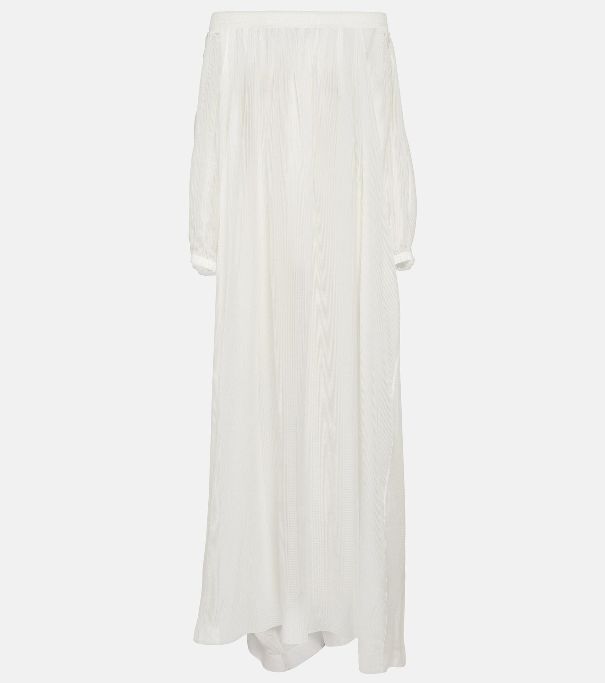 Alaïa Off-shoulder Maxi Dress in White | Lyst