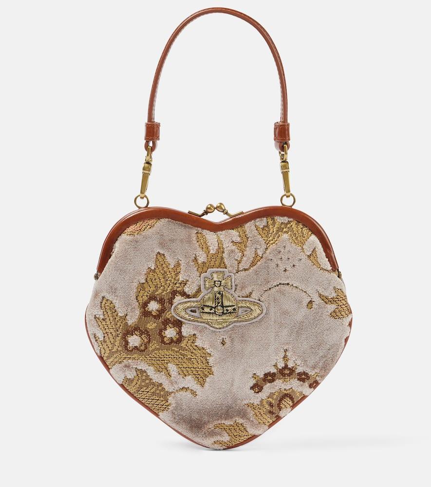 Vivienne Westwood Bella Heart Frame Velvet Tote Bag in Natural | Lyst