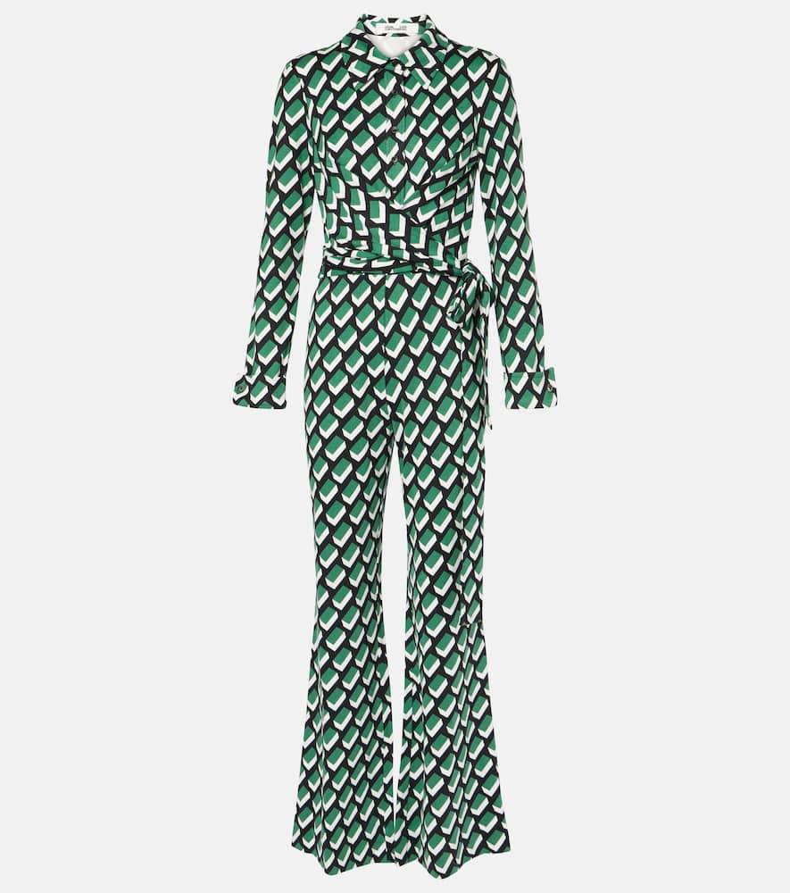 Diane von Furstenberg Michele Printed Jumpsuit in Green | Lyst