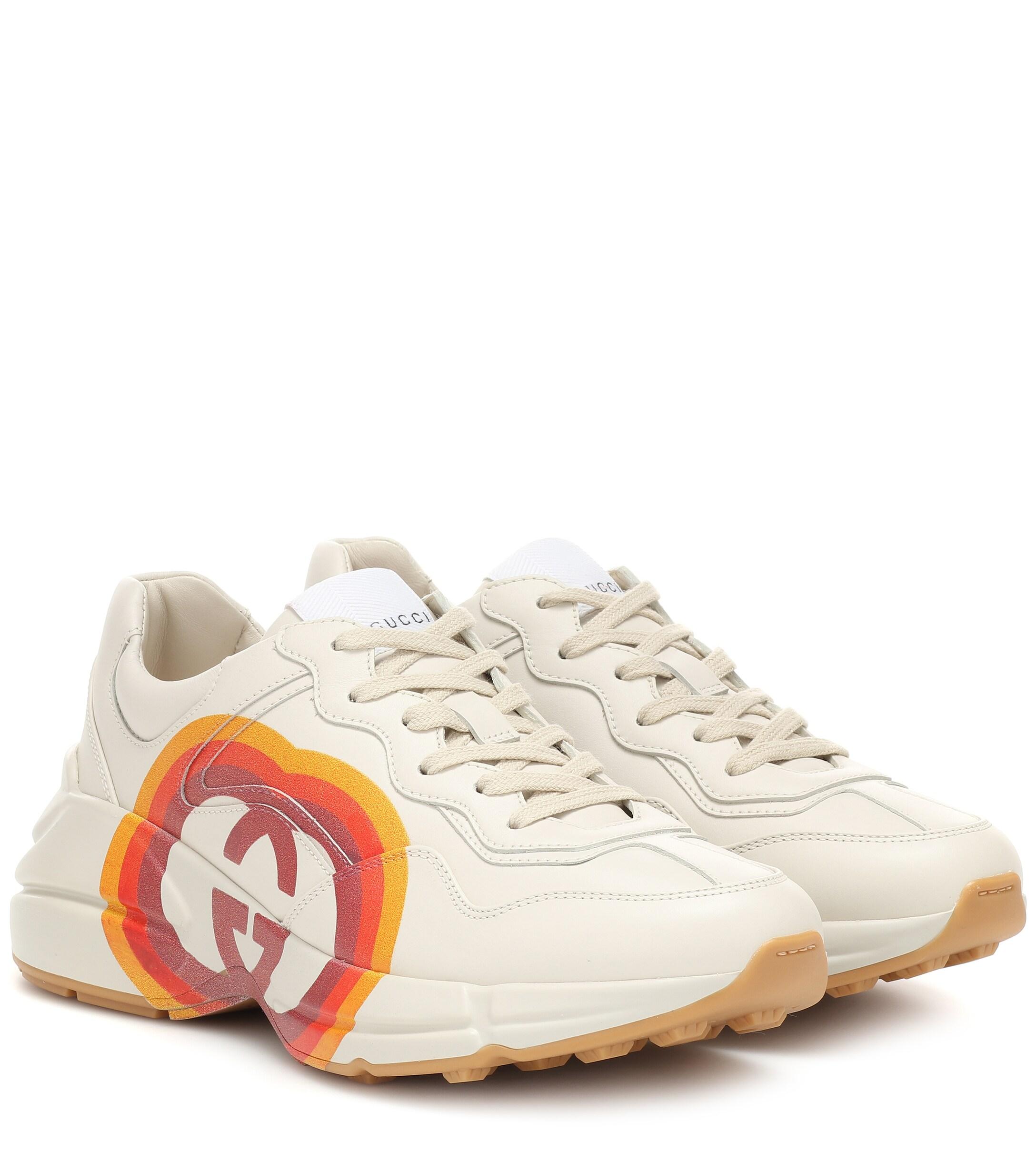 Gucci Leather Rhyton Sneaker With Interlocking G in White - Lyst