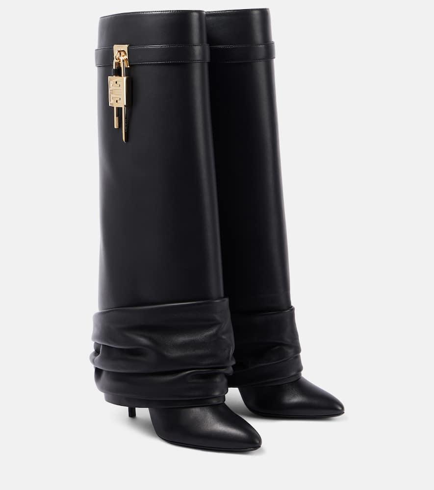 Givenchy Shark Lock Stiletto Leather Knee-high Boots in Black | Lyst
