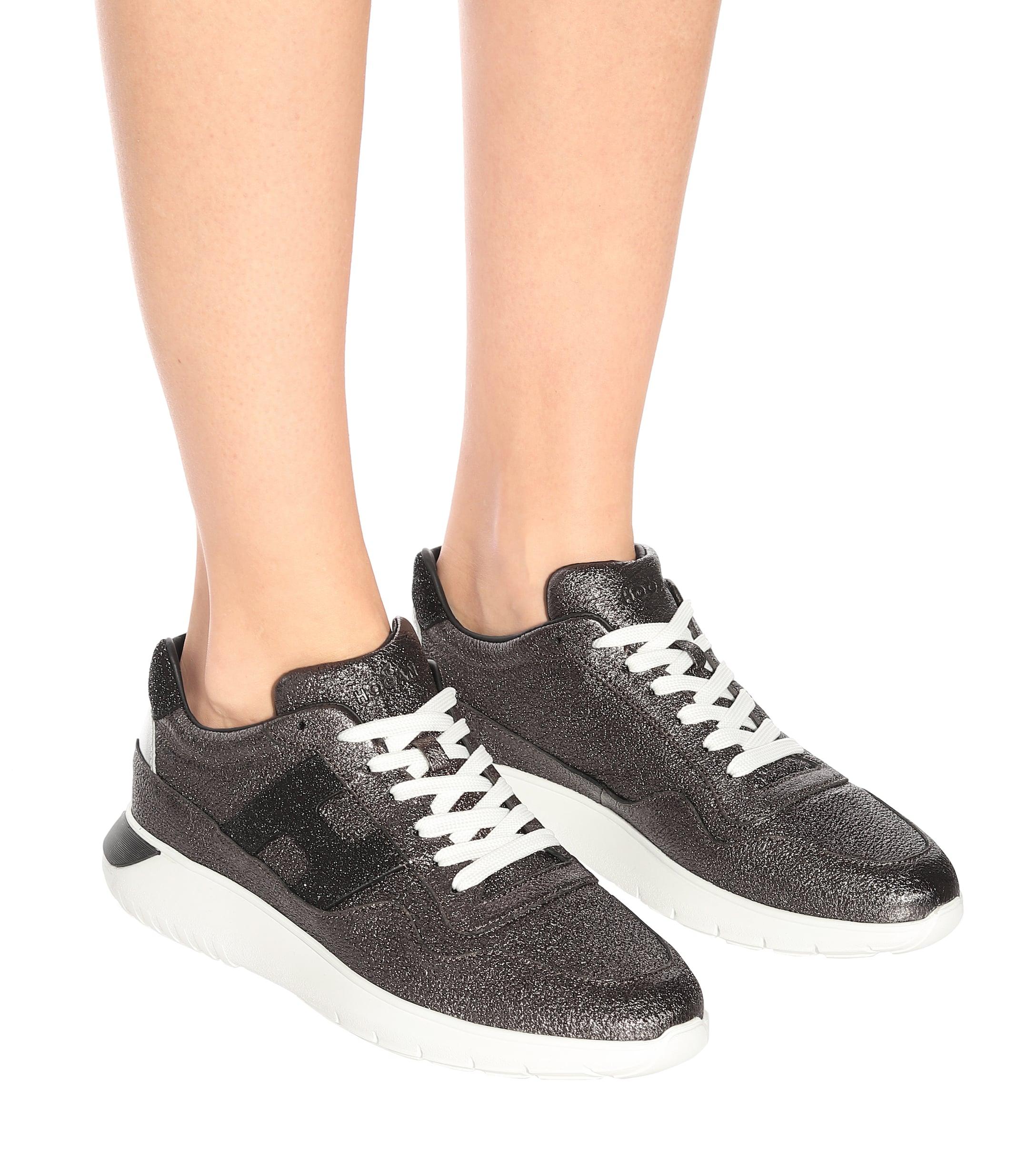 Hogan Interactive3 Metallic Leather Sneakers in Grey (Gray) - Lyst