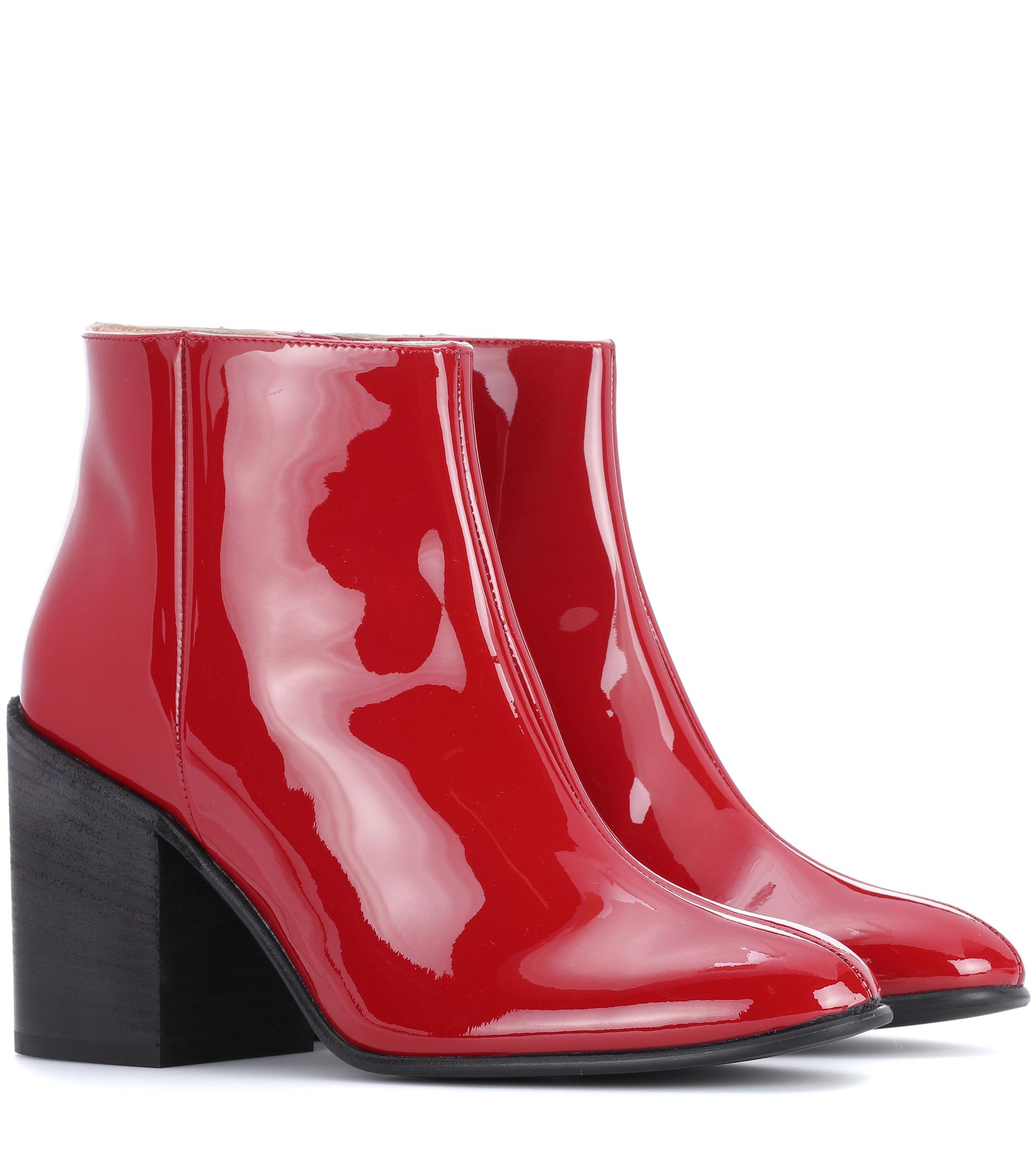 Acne Studios Beth Patent Leather Ankle Boots in Dark Red (Red) - Lyst