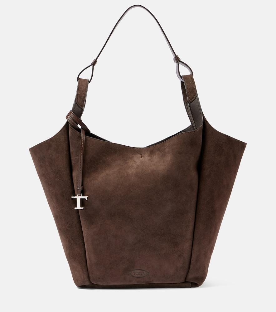 Tod's Api Suede Tote Bag in Brown | Lyst