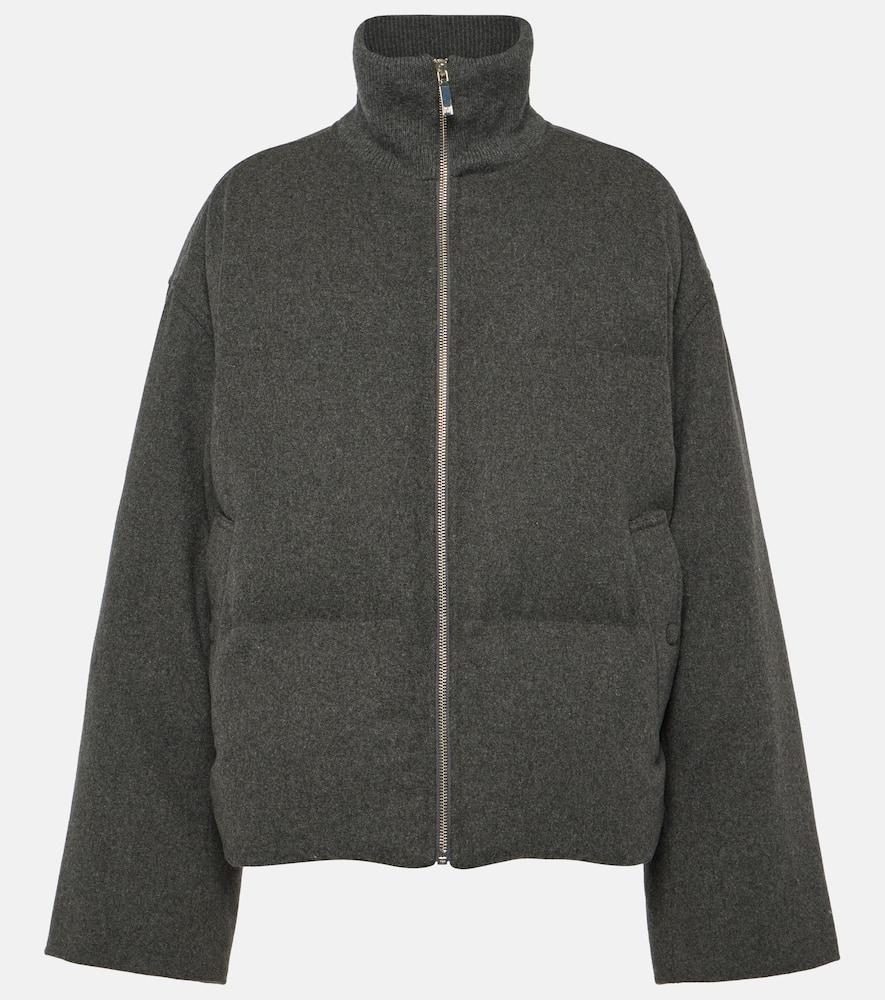 Totême Wool-blend Flannel Puffer Jacket in Gray | Lyst