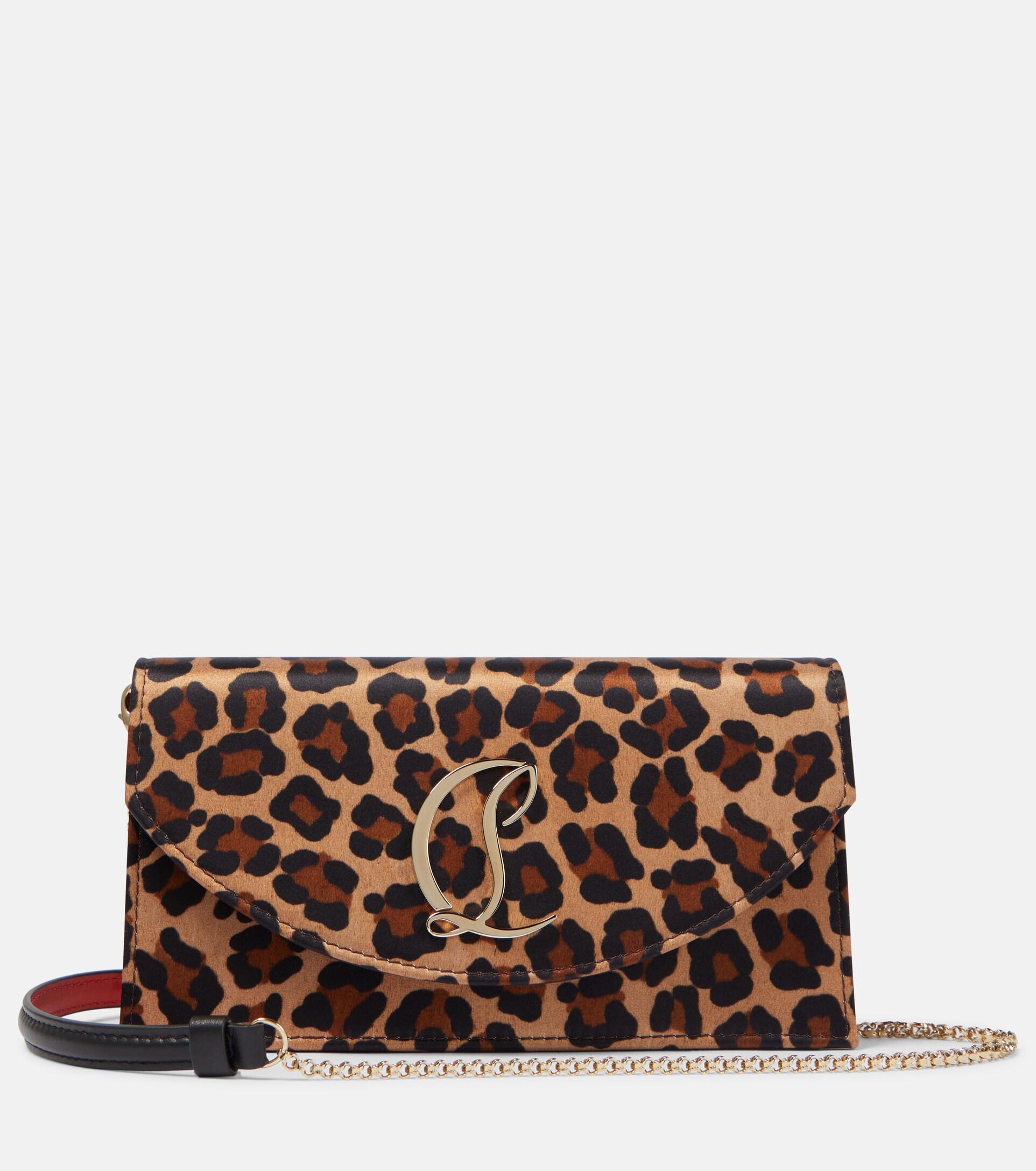 Christian Louboutin Loubi54 Leopard-print Satin Clutch in Brown | Lyst Christian Louboutin Loubi54 Leopard-print Satin Clutch in Brown | Lyst
