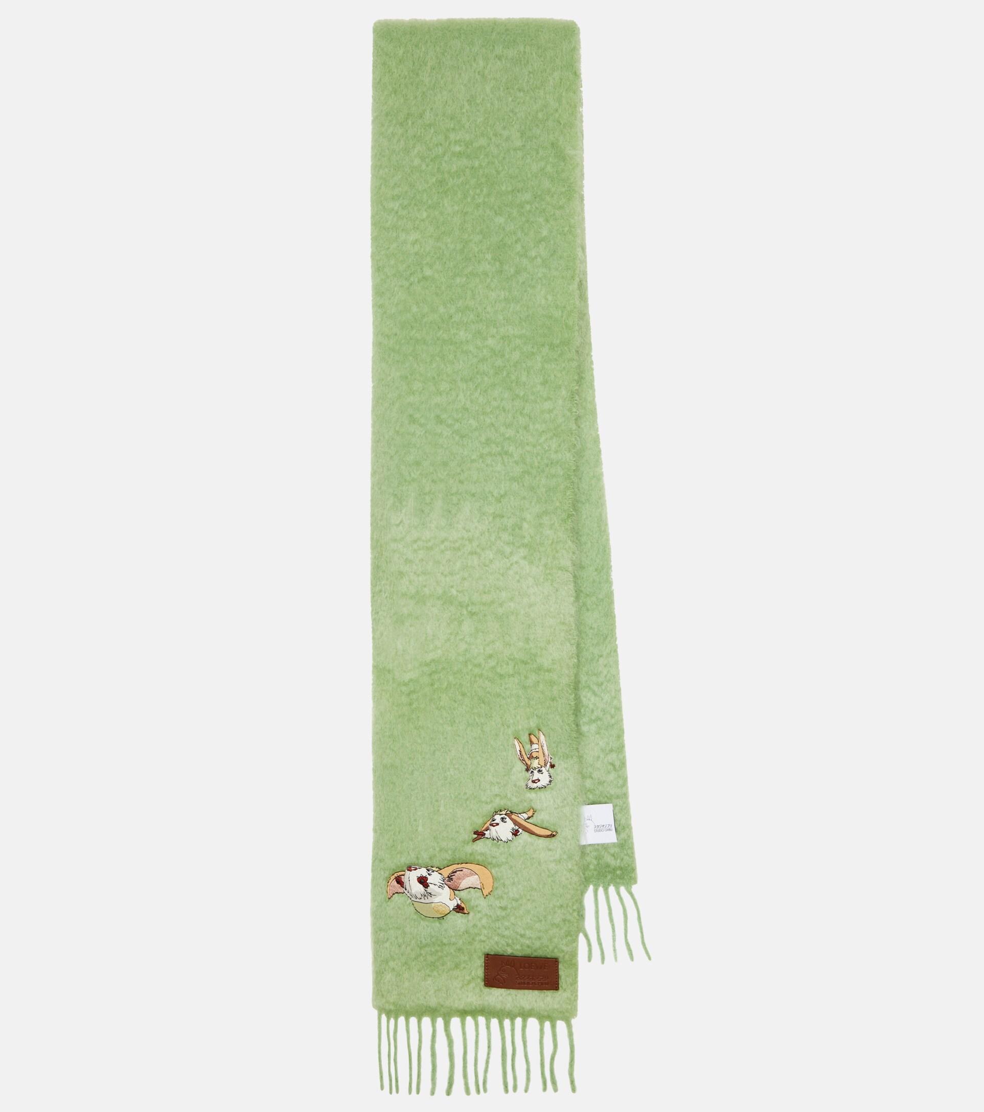 Loewe X Howl's Moving Castle Heen Wool And Mohair Scarf in Green | Lyst