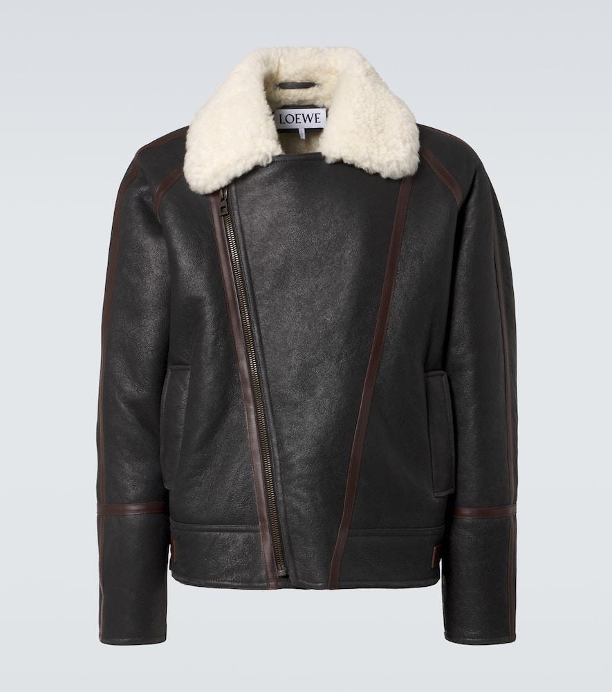 Loewe Shearling-Lined Leather Jacket in Black for Men | Lyst