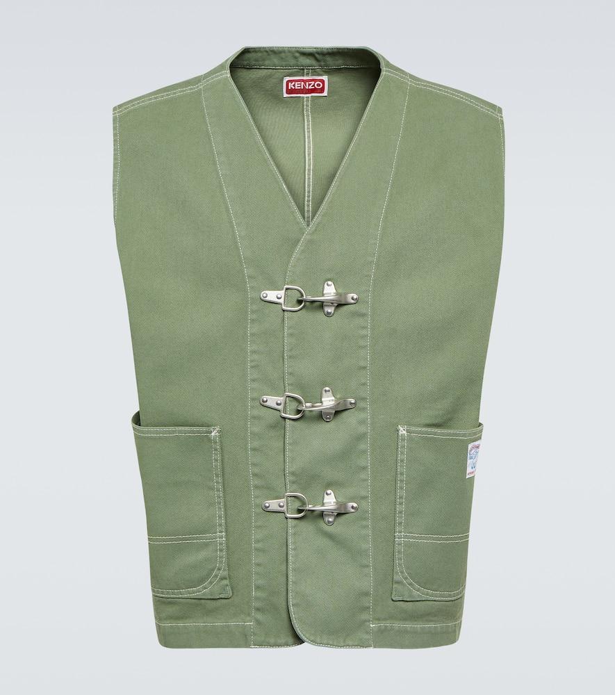 KENZO Cotton Drill Vest in Green for Men | Lyst