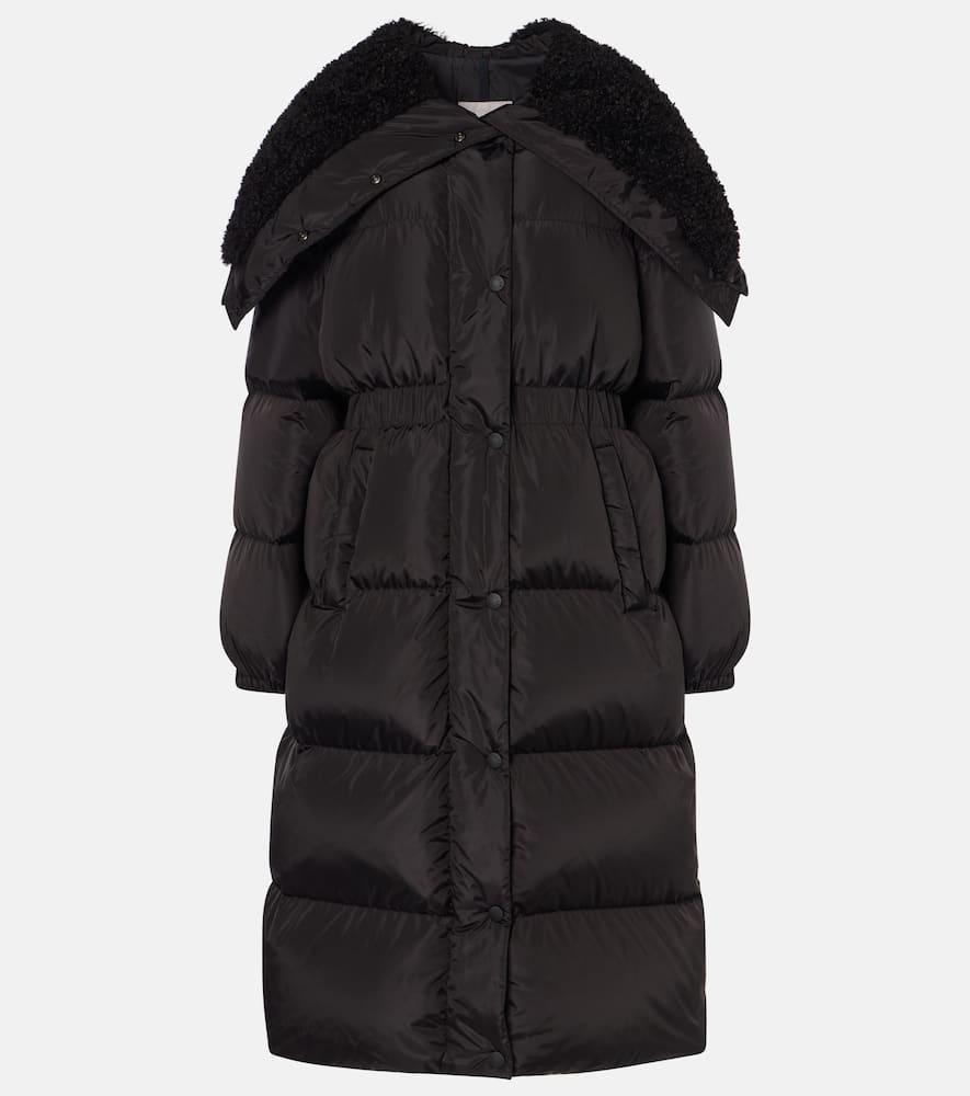 Moncler Bruneaux Belted Down Coat in Black | Lyst