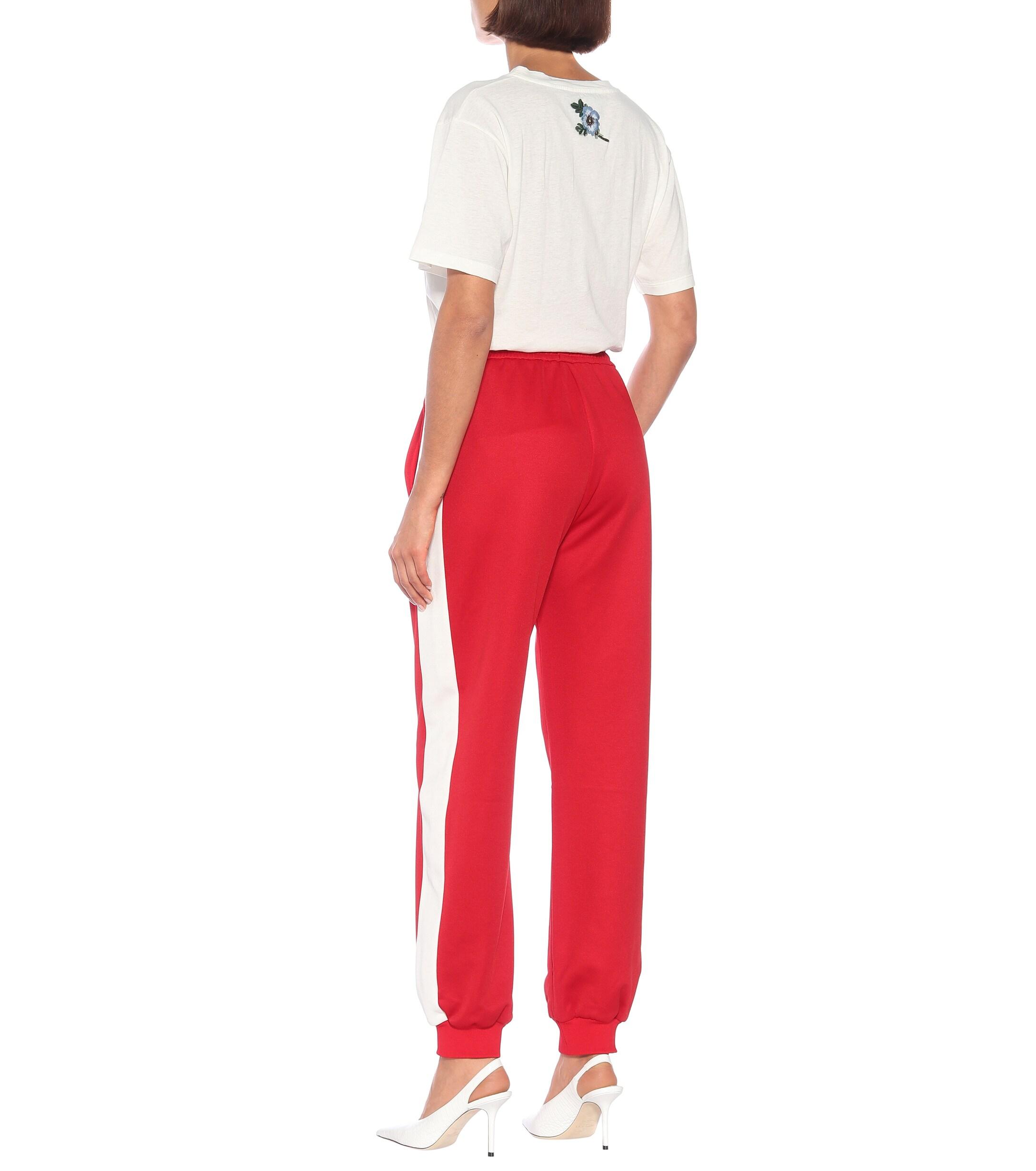 Gucci Cotton-blend Track Pants in Red - Lyst