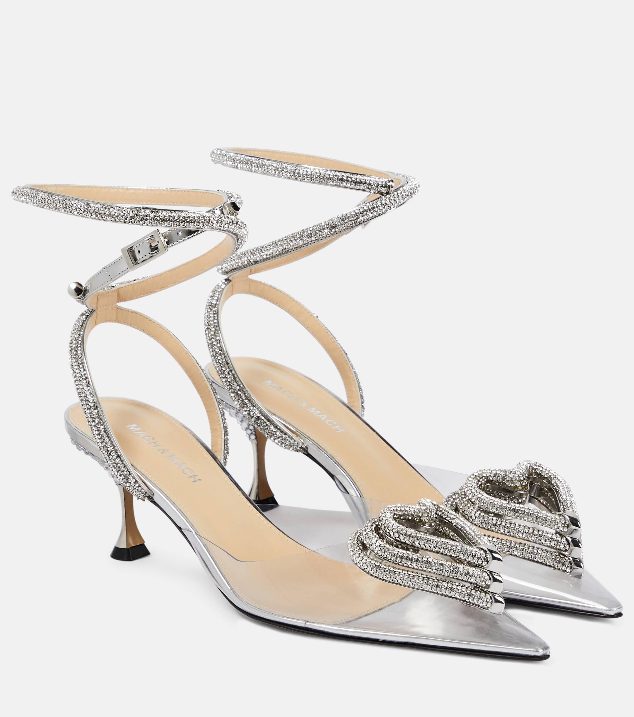 Mach & Mach Triple Heart Embellished Pvc Pumps in Metallic | Lyst UK