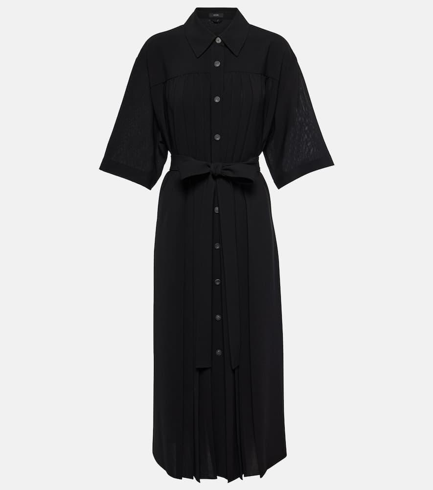 JOSEPH Arcade Plisse Midi Dress in Black | Lyst