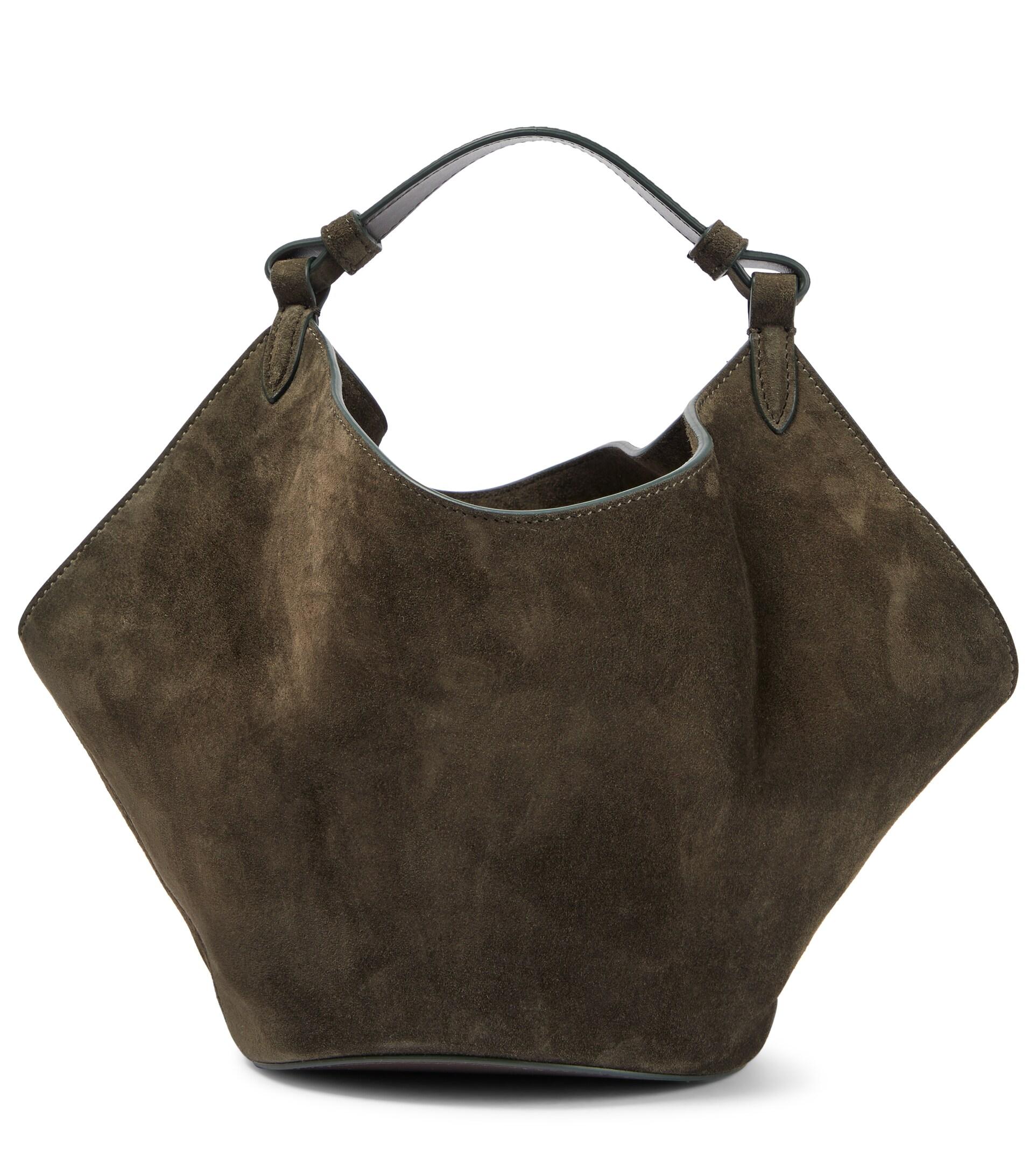 Khaite Lotus Mini Suede Tote Bag in Brown | Lyst
