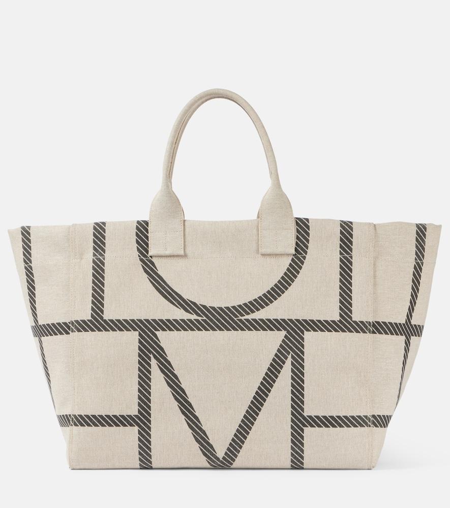 Totême Monogram Canvas Tote Bag in Natural | Lyst