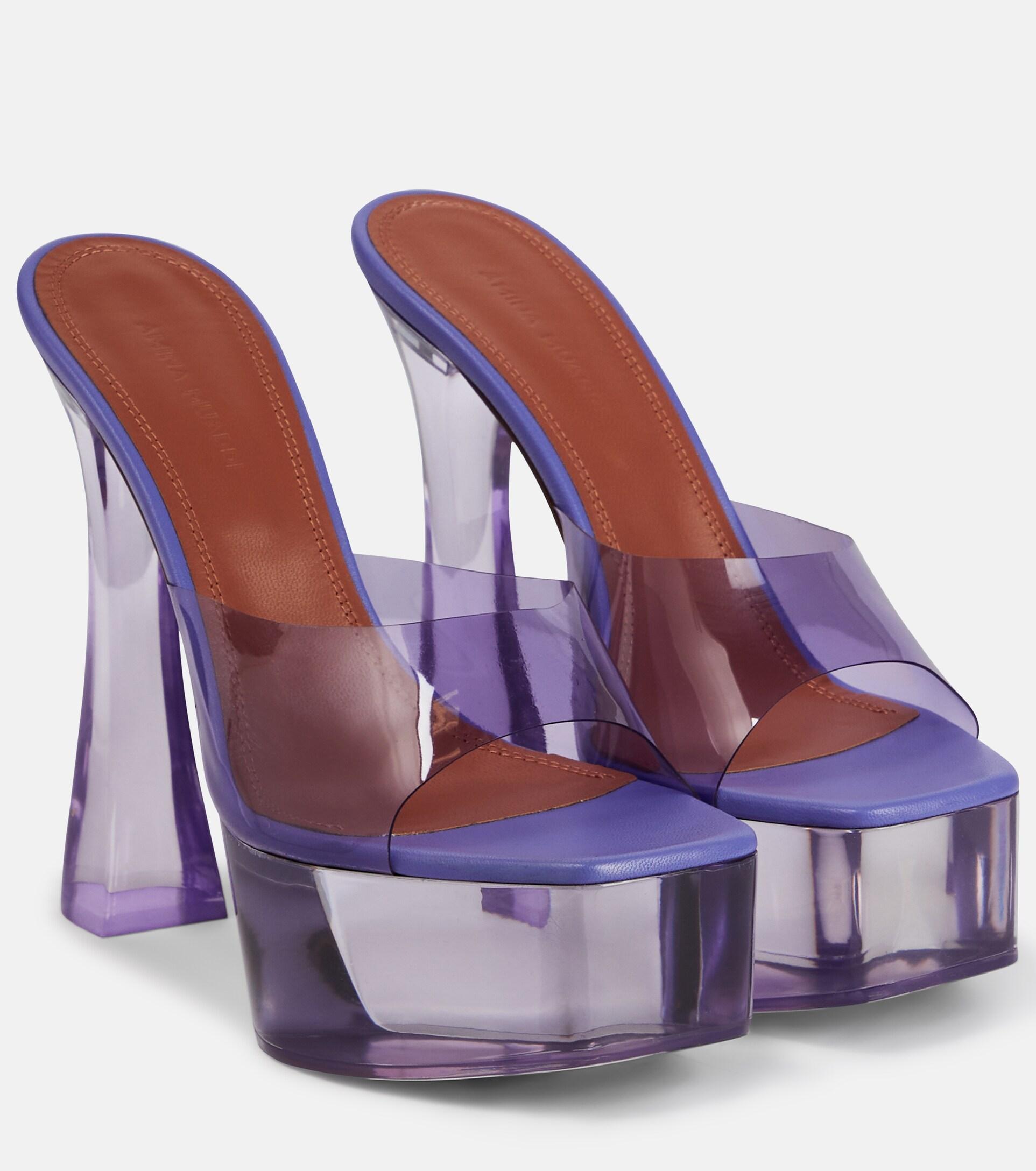 AMINA MUADDI Dalida Glass Pvc Platform Mules in Purple | Lyst