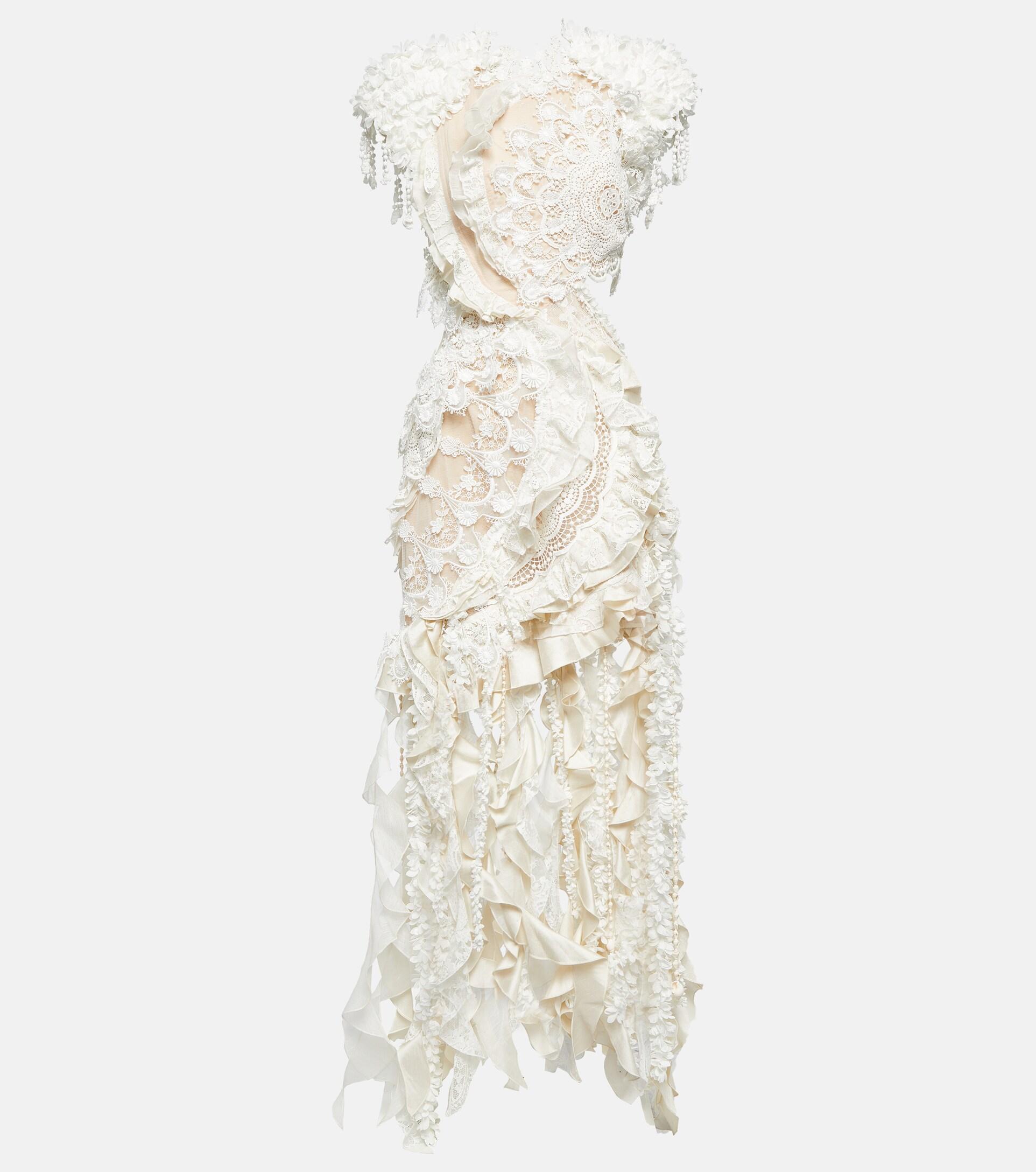 Zimmermann Wonderland Lace Frill Dress in White | Lyst