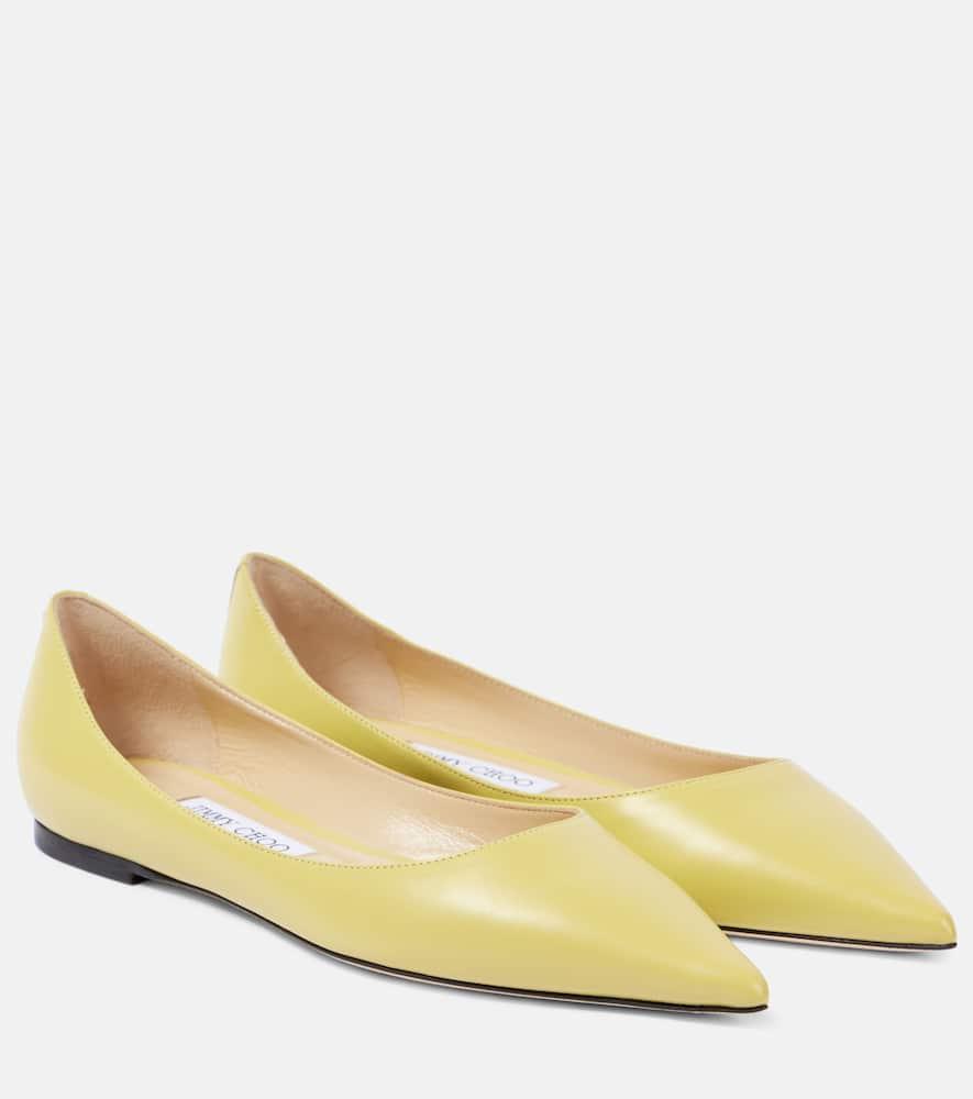Jimmy Choo Love Leather Ballet Flats in Yellow | Lyst