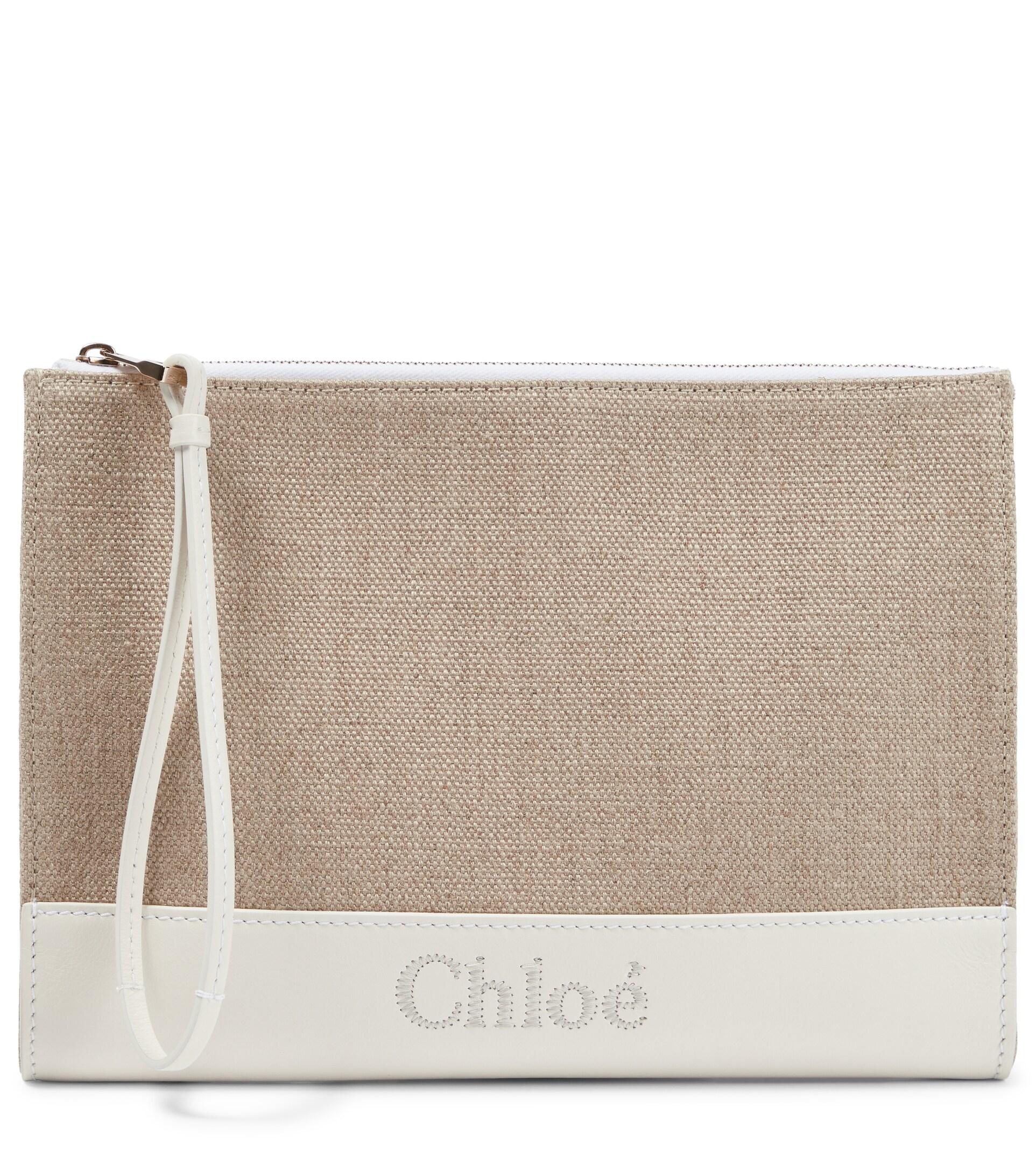 Chloé Sense Small Canvas Pouch in Natural | Lyst