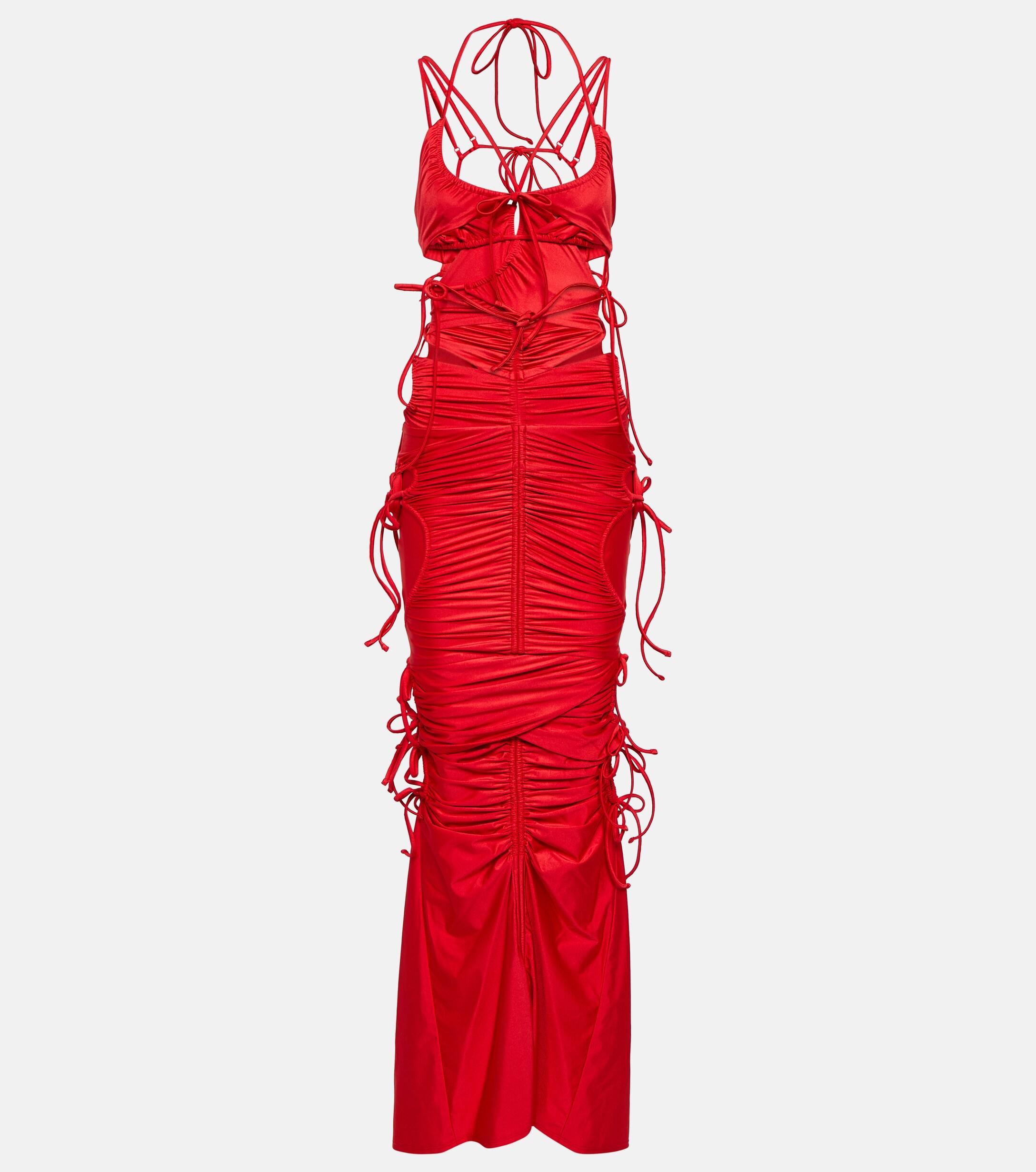 Balenciaga Patched Bikini Cutout Maxi Dress in Red | Lyst UK