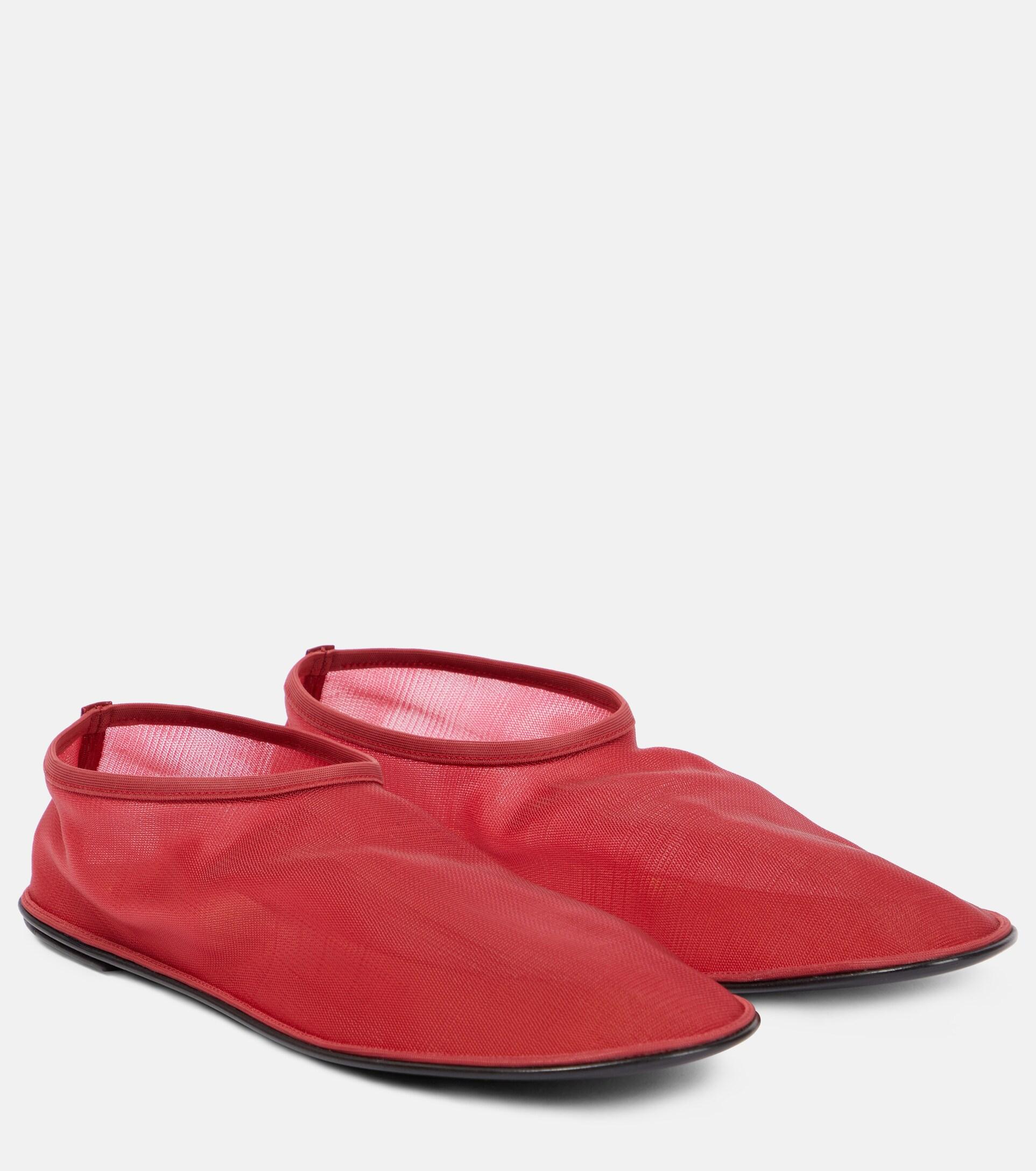 The Row Sock Mesh Flats in Red | Lyst