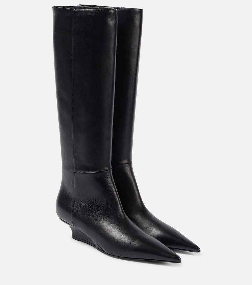 TOTEME Sharp Leather Knee-High Boots in Black | Lyst
