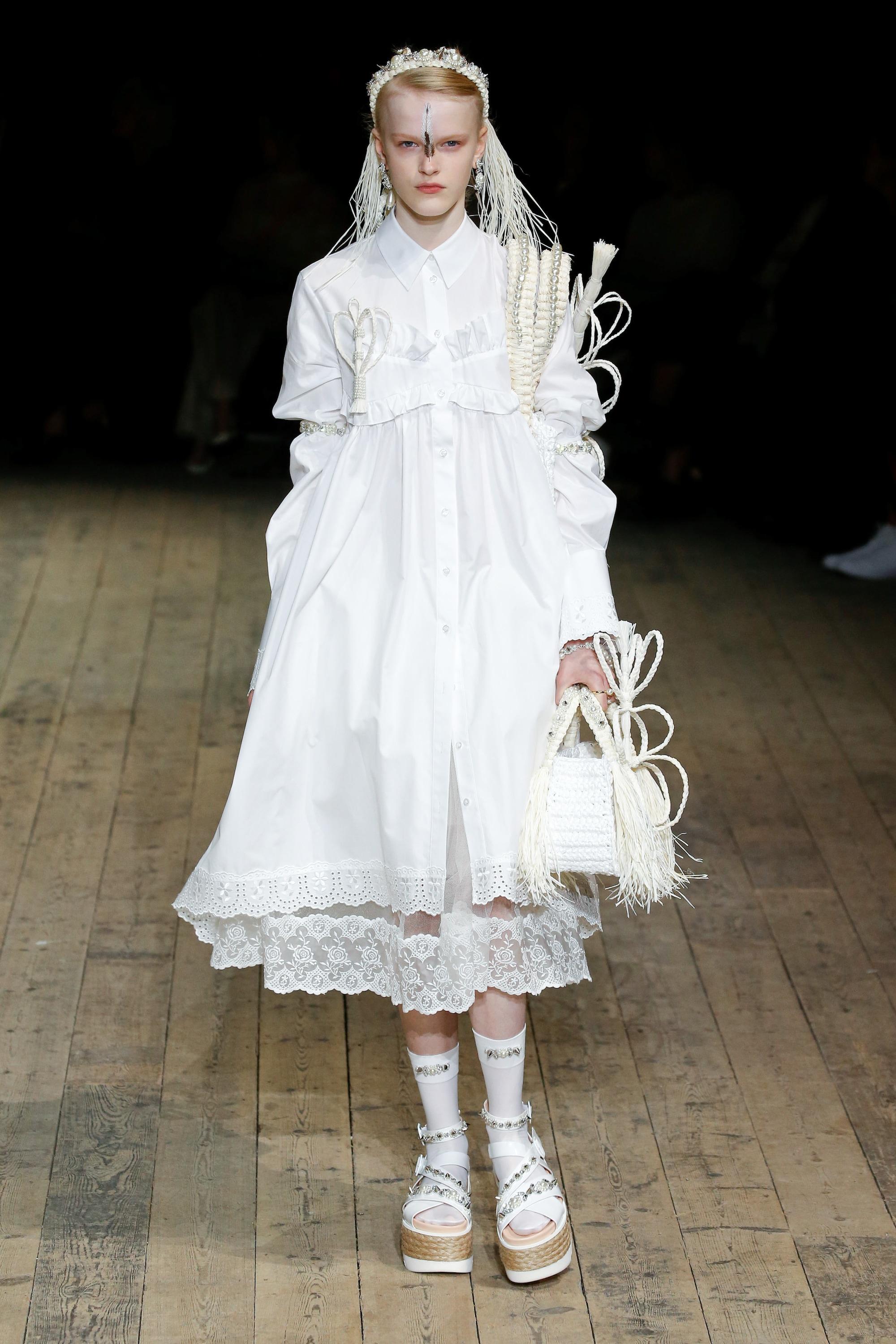 Simone Rocha Cotton-poplin Dress in White - Lyst