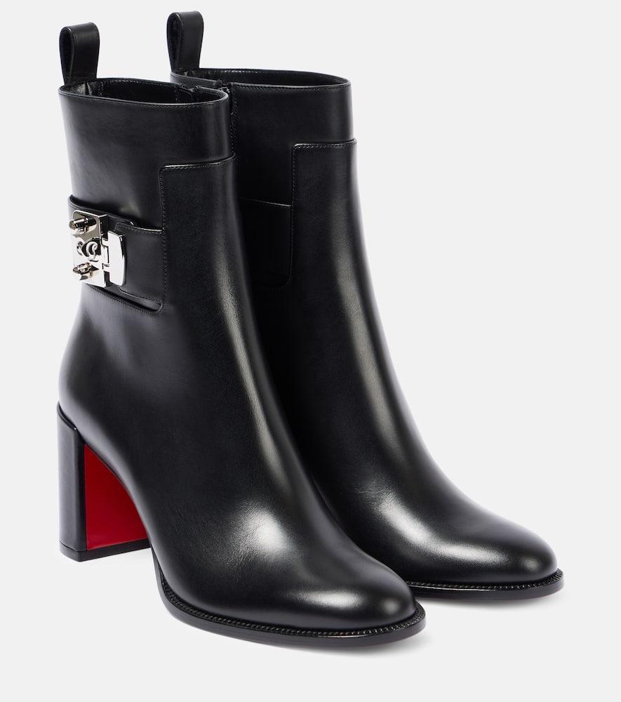 Christian Louboutin Booty Lock 70 Leather Ankle Boots in Black | Lyst