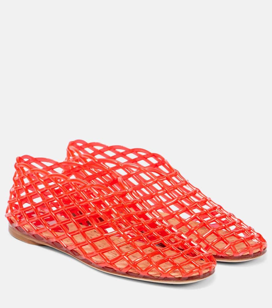 The Row Mara Fishnet Pvc Ballet Flats in Red | Lyst