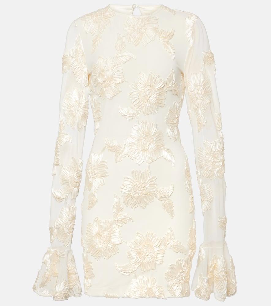 ROTATE BIRGER CHRISTENSEN Bridal Rosita Floral-Applique Mesh Minidress in Natural | Lyst