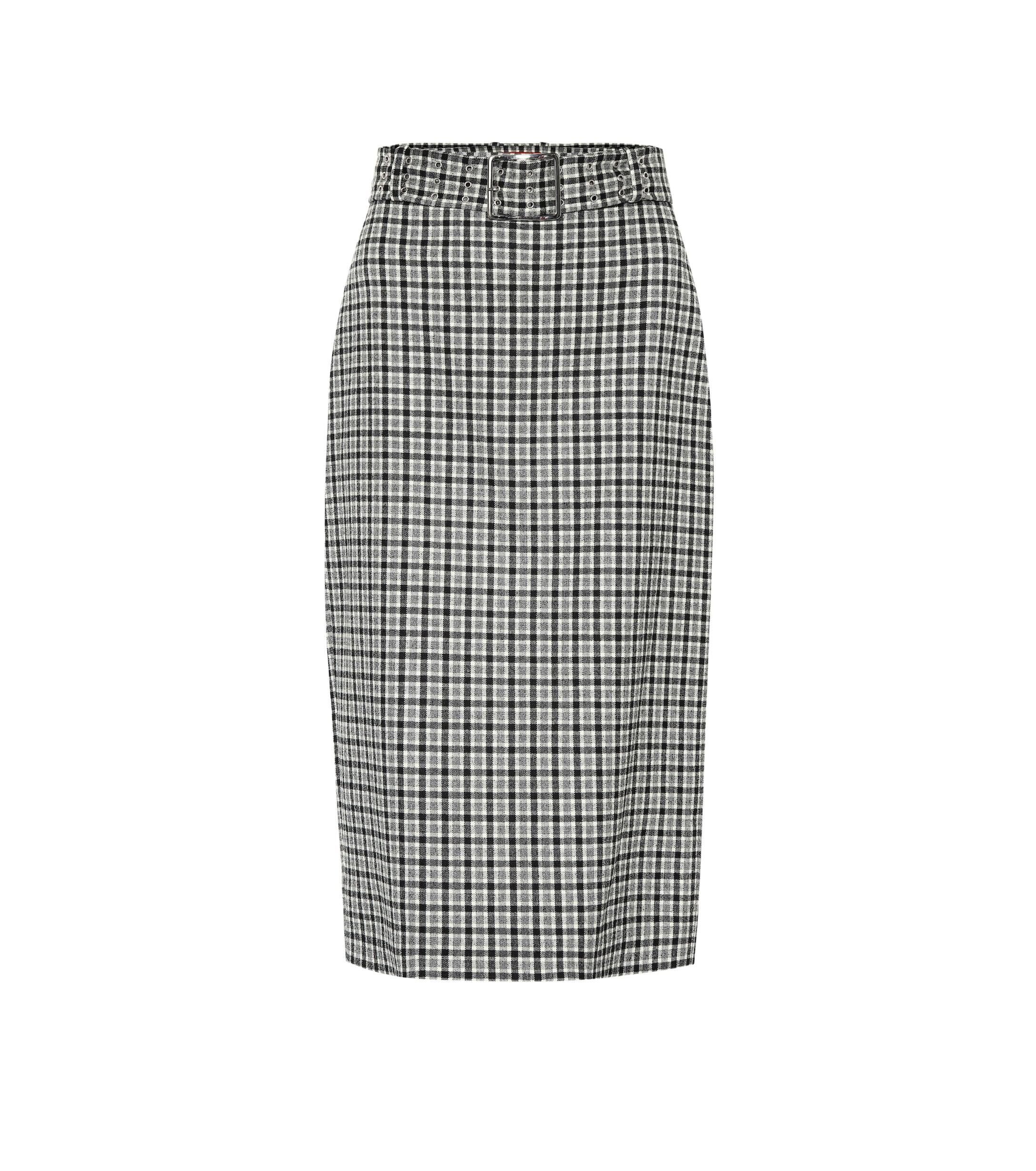 Altuzarra Checked Wool-blend Skirt in Black - Lyst
