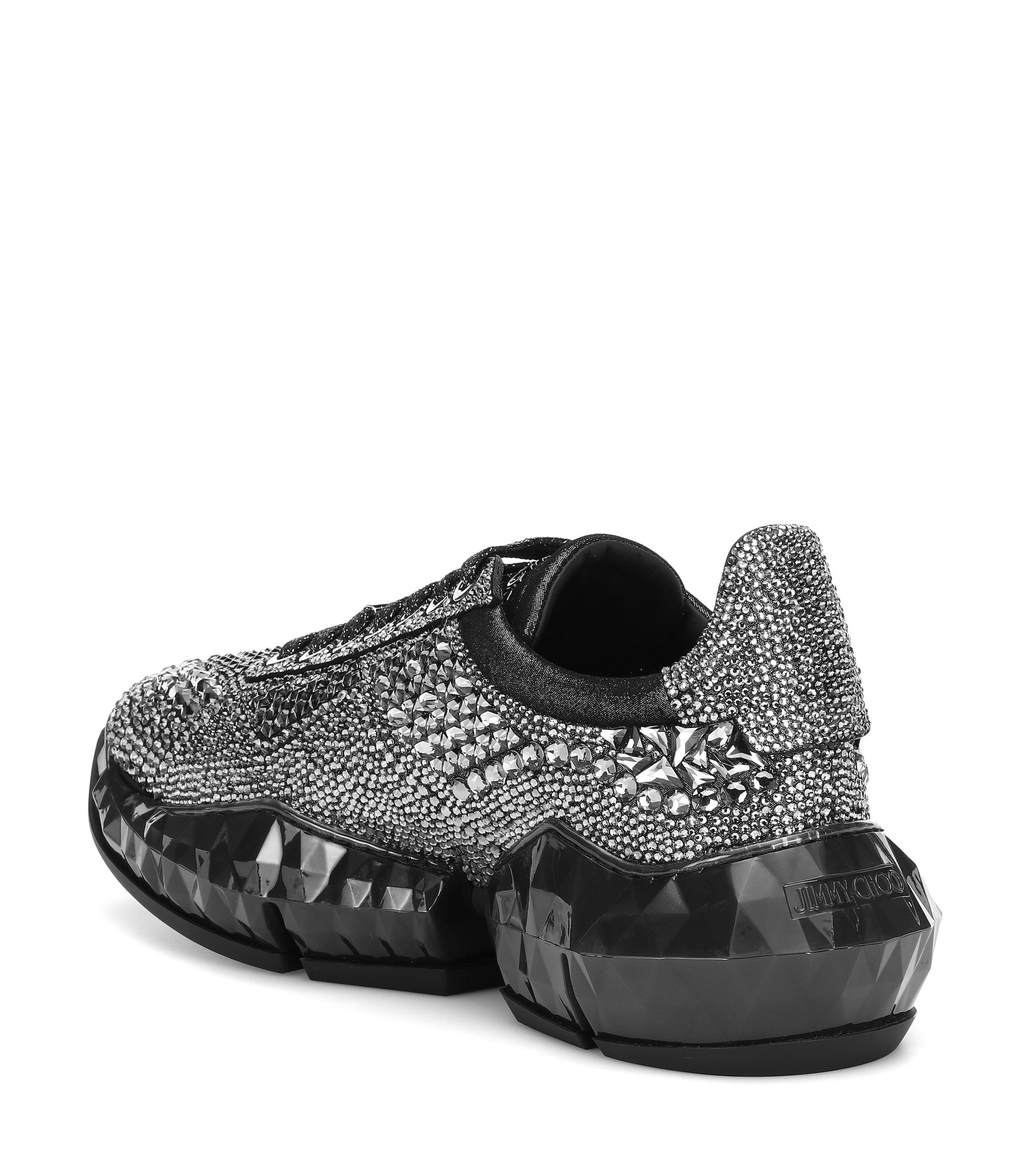 Jimmy Choo Diamond Crystal-embellished Sneakers in Black - Lyst