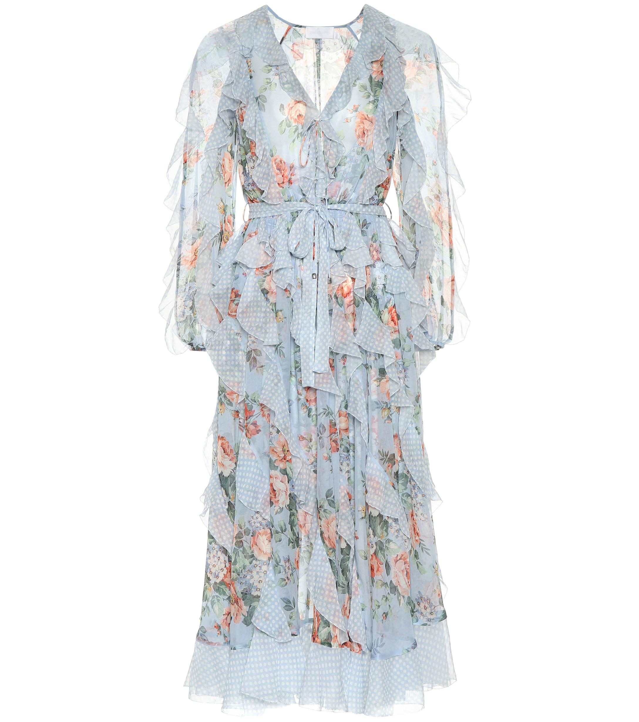 Zimmermann Bowie Floral Silk Chiffon Dress Lyst