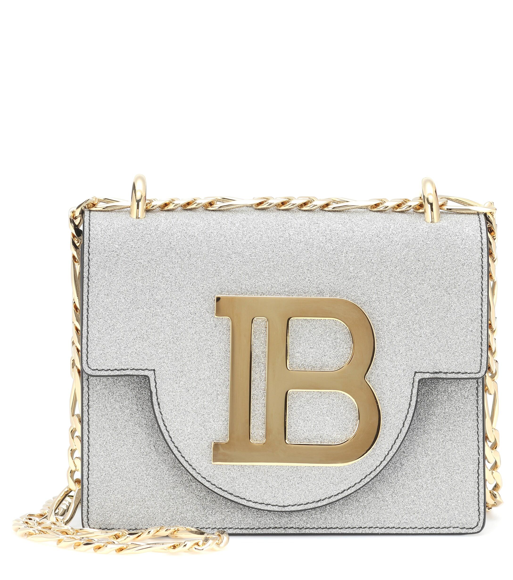 Balmain Bbag 18 Glitter Crossbody Bag in Silver (Metallic) - Lyst