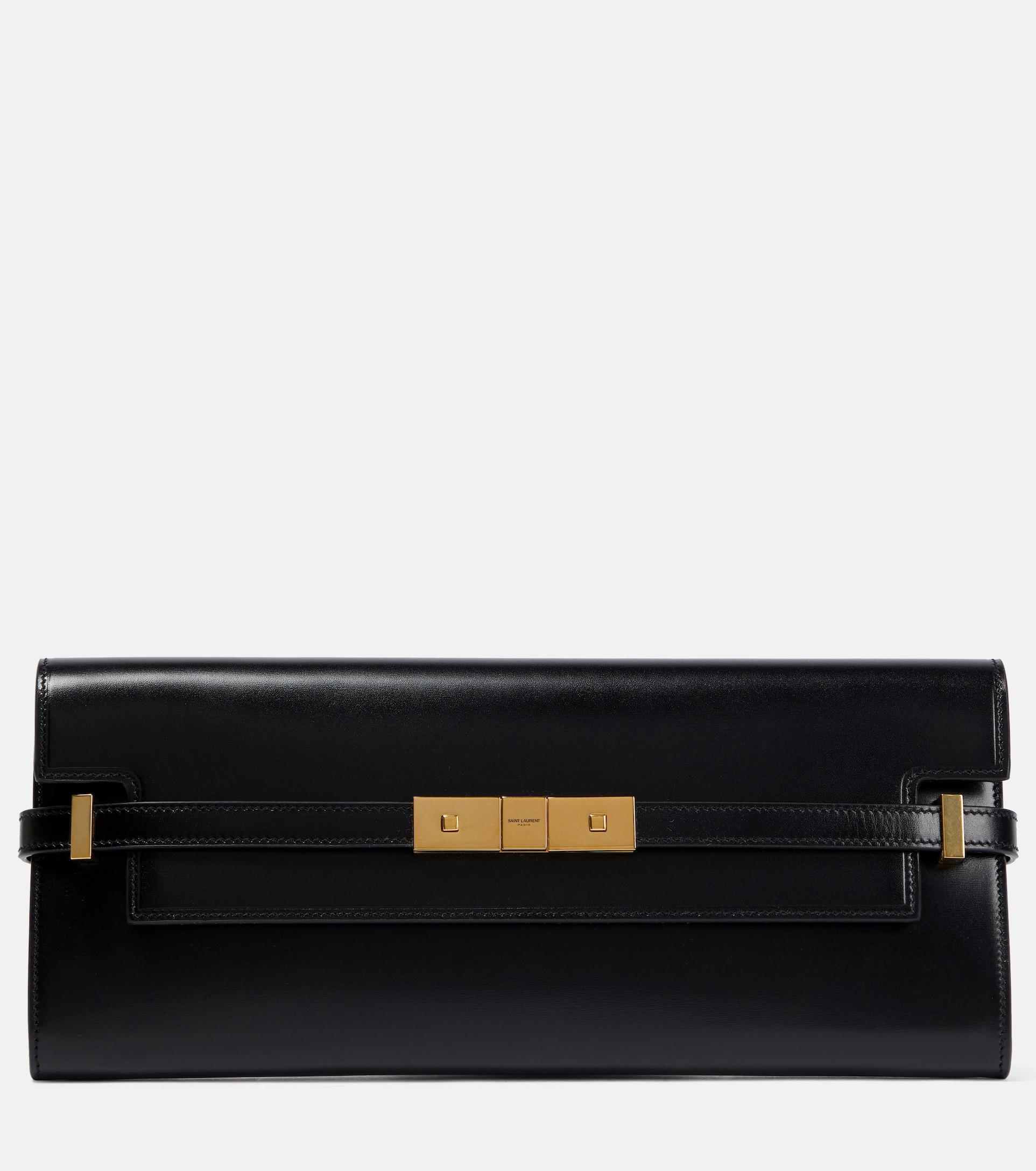 Saint Laurent Manhattan Leather Clutch in Black | Lyst